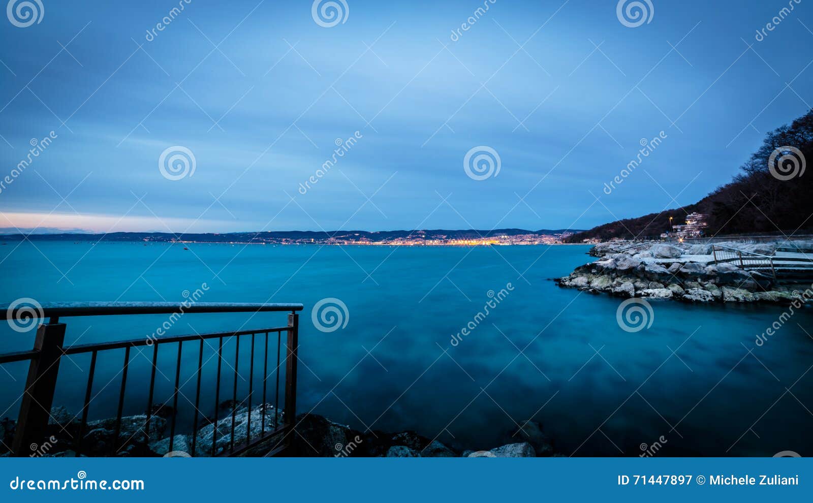 Evening in the Gulf of Trieste Stock Image - Image of cityscape, alps ...