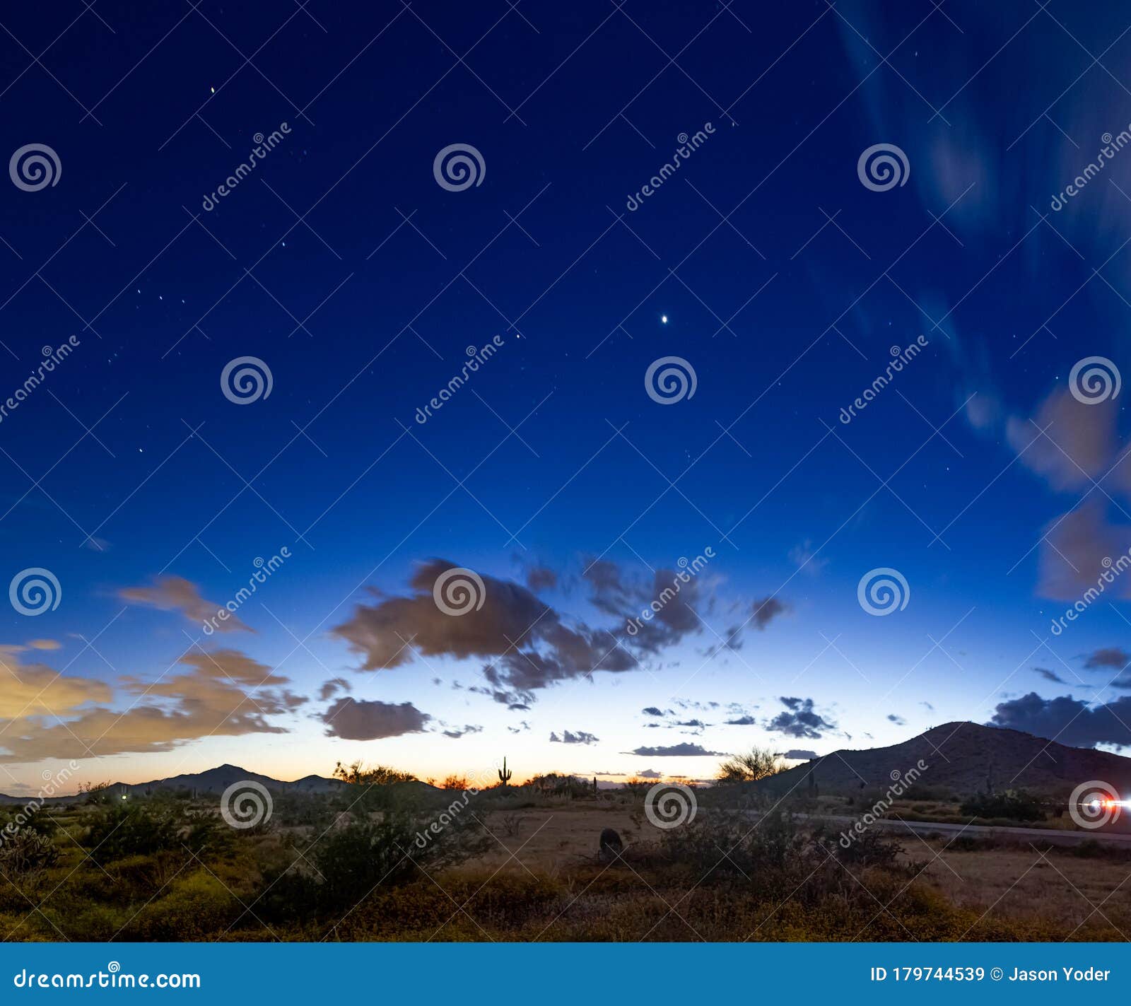 Evening Image of the Desert Night Sky during the Blue Hour with ...