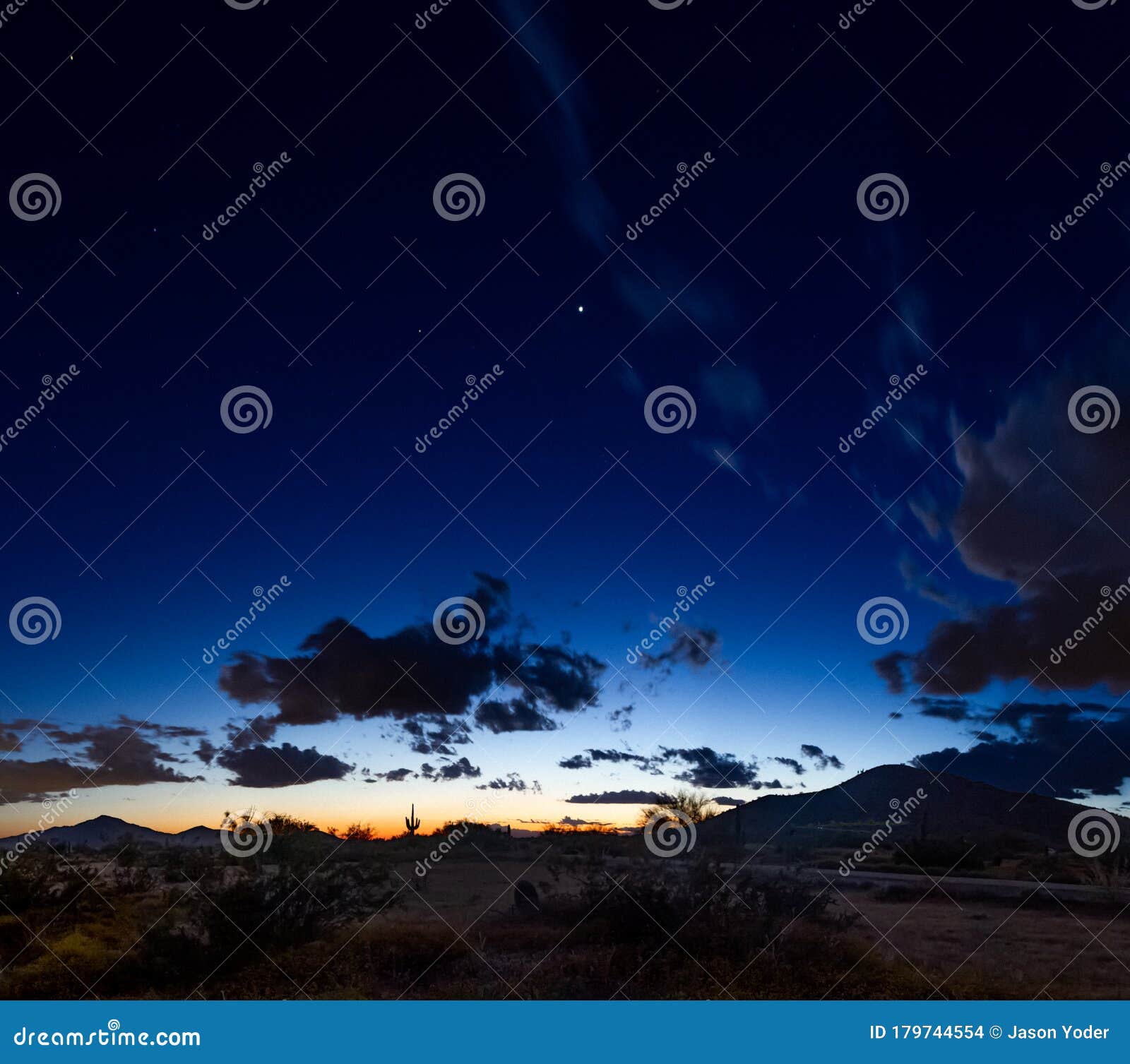 Evening Image of the Desert Night Sky during the Blue Hour with ...