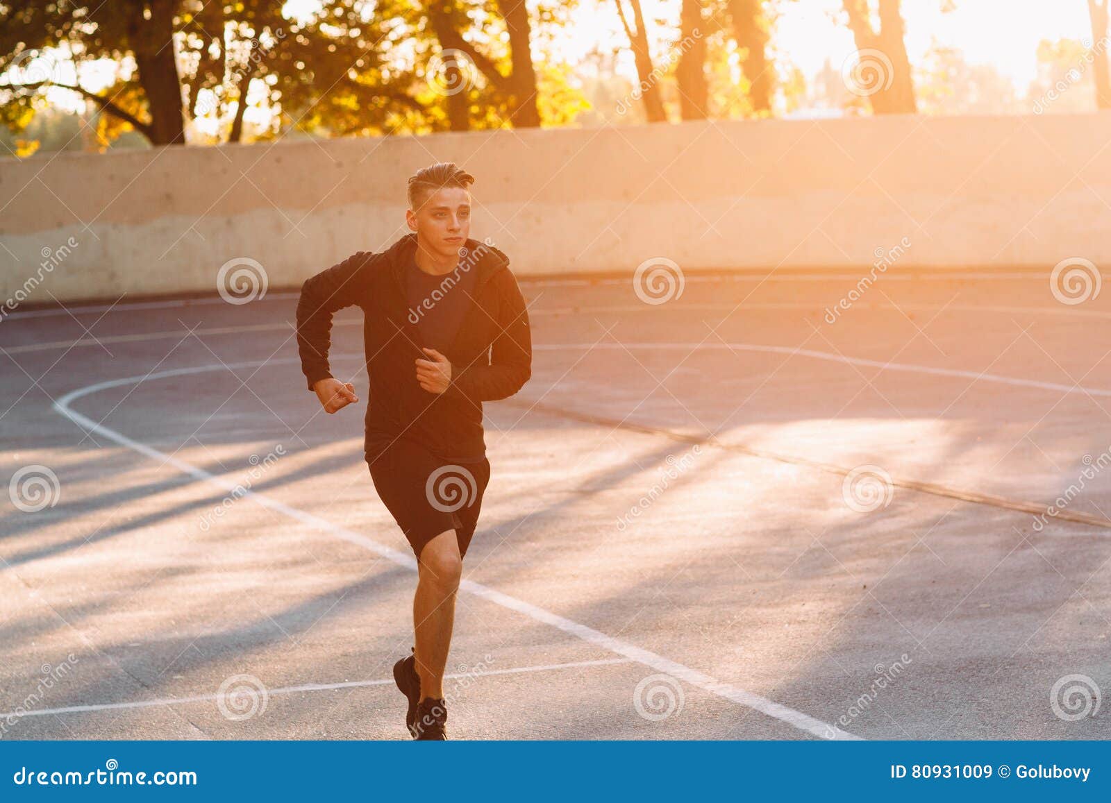 Evening Jog of Professional Athlete, Sunset Light Stock Image - Image ...