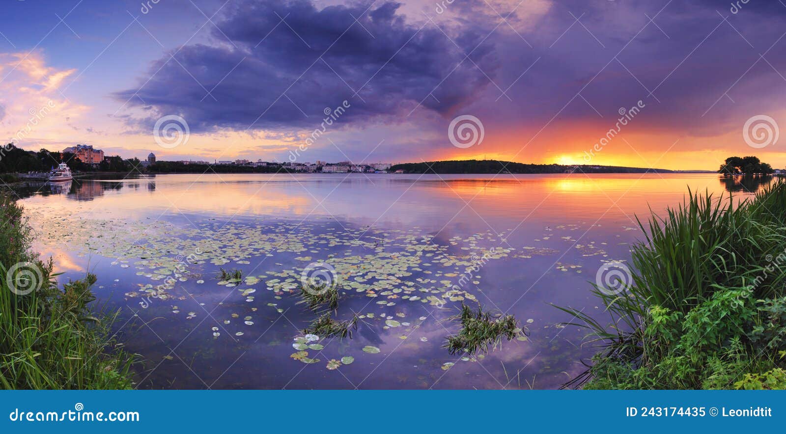 Evening in lake stock image. Image of summer, evening - 243174435