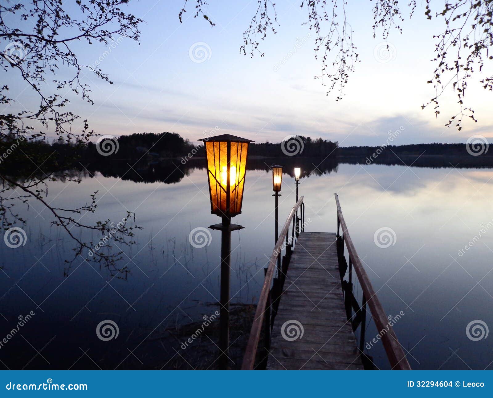 Evening lake stock photo. Image of lakeside, lantern - 32294604