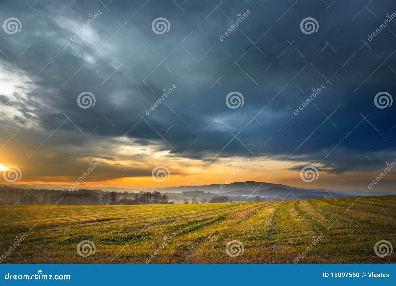 Evening landscape stock photo. Image of light, field - 18097550