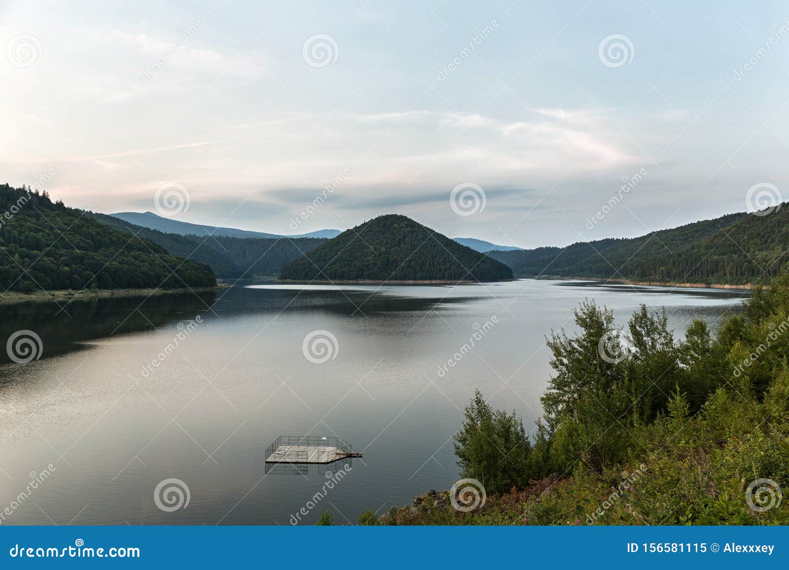 Evening Landscape of Bezid Lake in Romania Stock Image - Image of blue ...