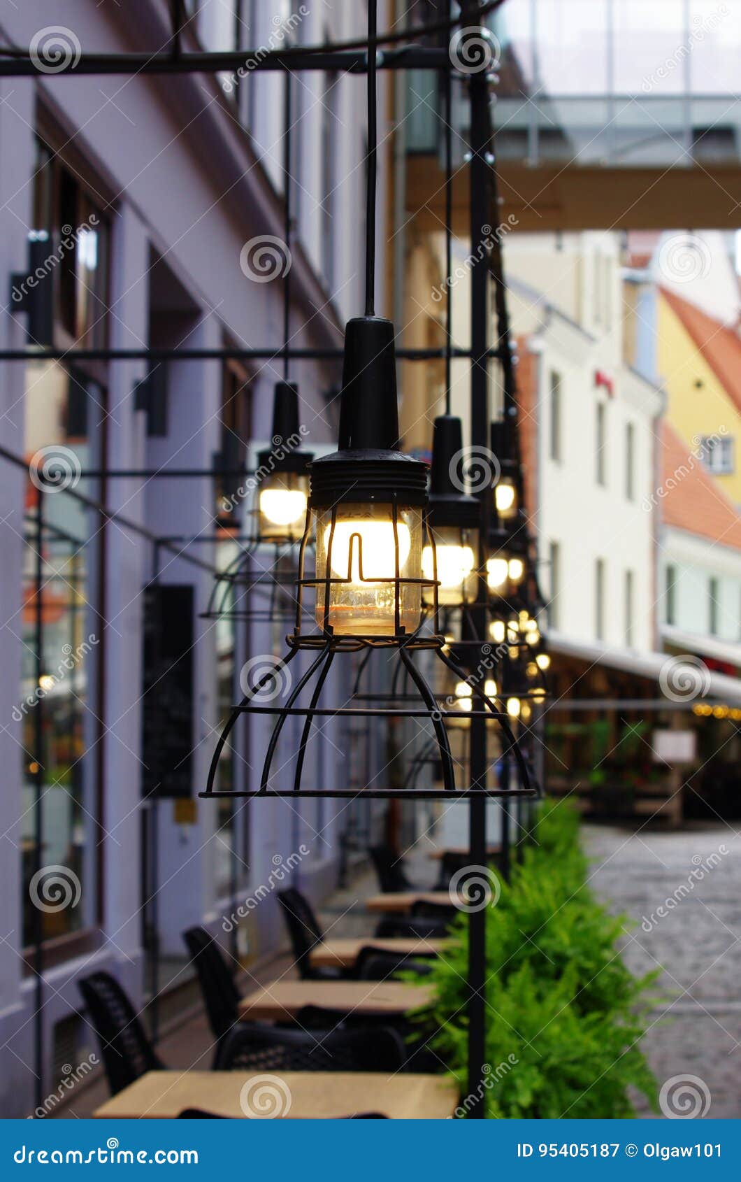 Evening Landscape of the City with Flashlights. Stock Image - Image of ...