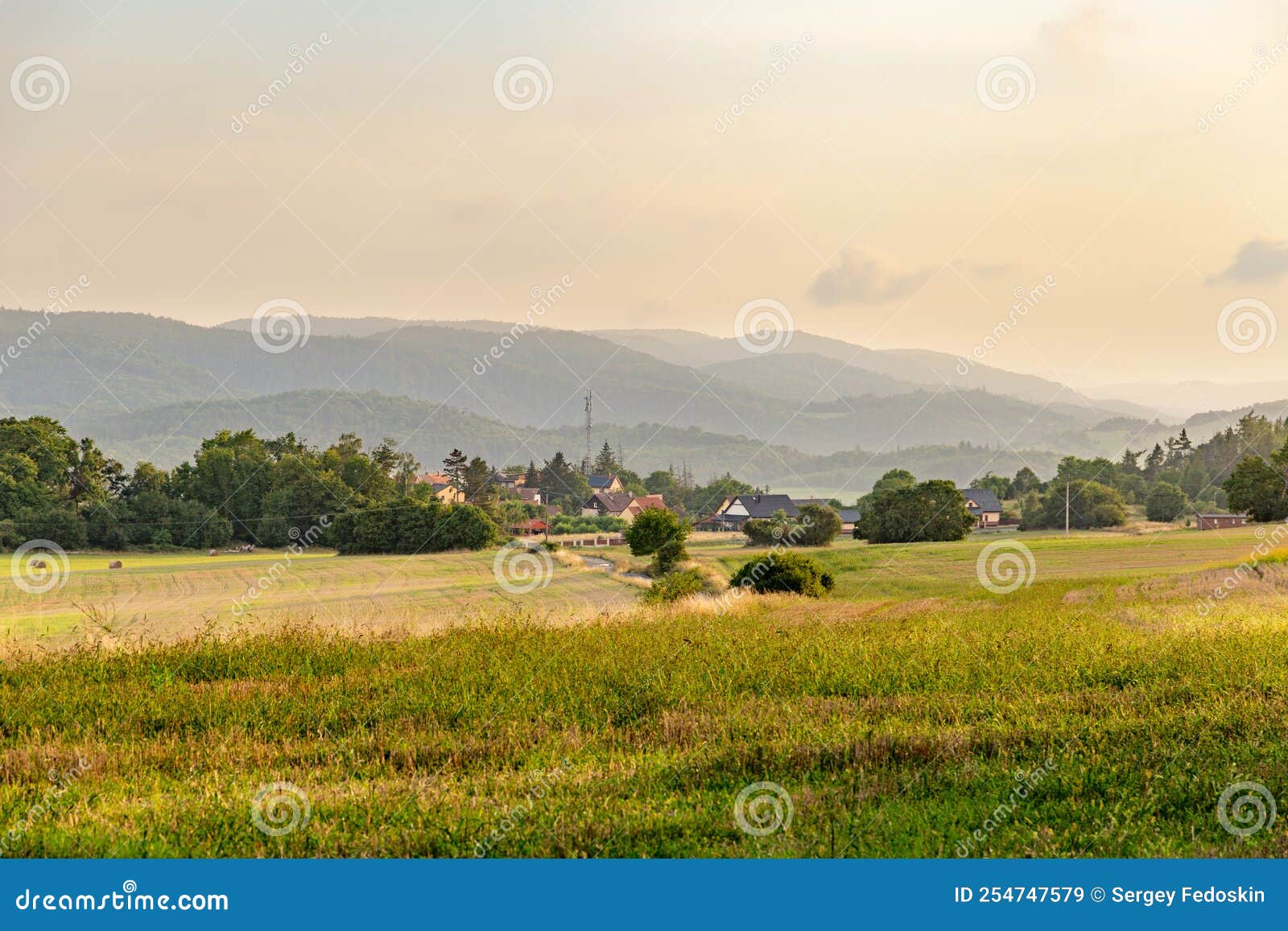 Evening Landscape. Fields and Forests at Sunset Stock Image - Image of ...