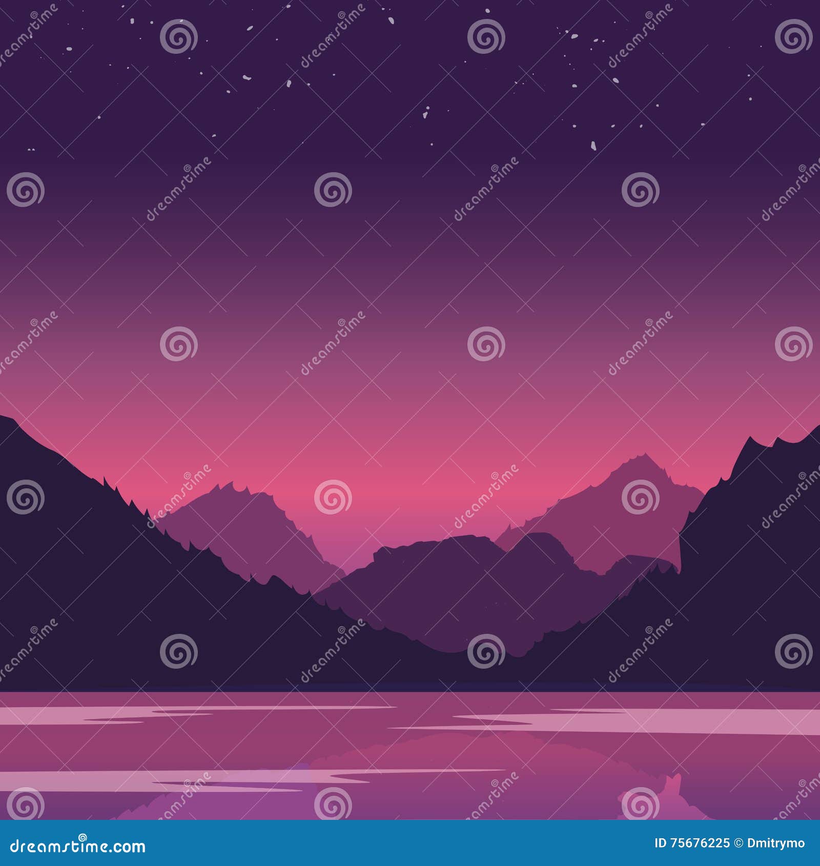 Evening Landscape on the River. Vector Illustration Stock Vector ...