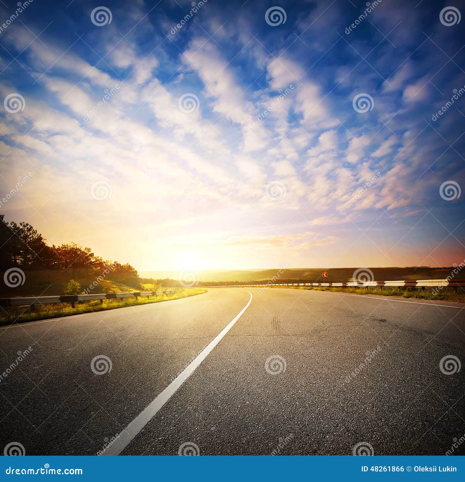 Evening Landscape with a Road Stock Photo - Image of land, concept ...