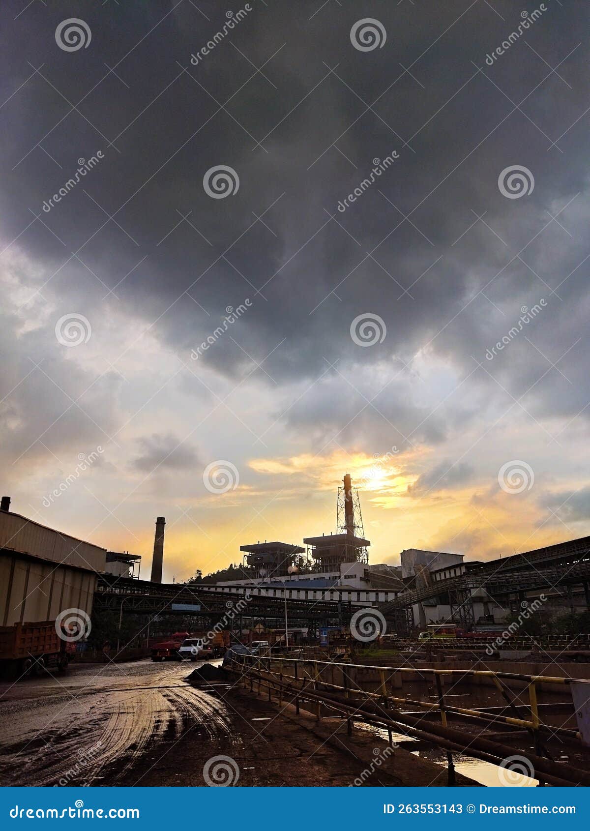 Evening Light in the Factory. Stock Image - Image of evening, area: 263553143