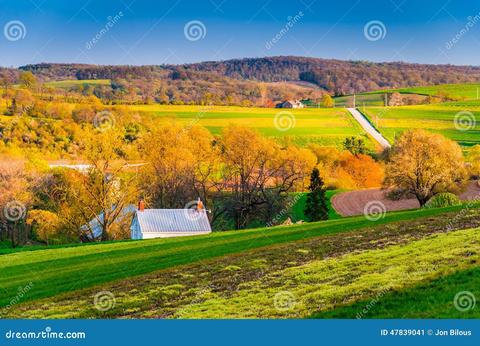 Evening Light on Fields and Hills in Rural York County, Pennsylvania ...