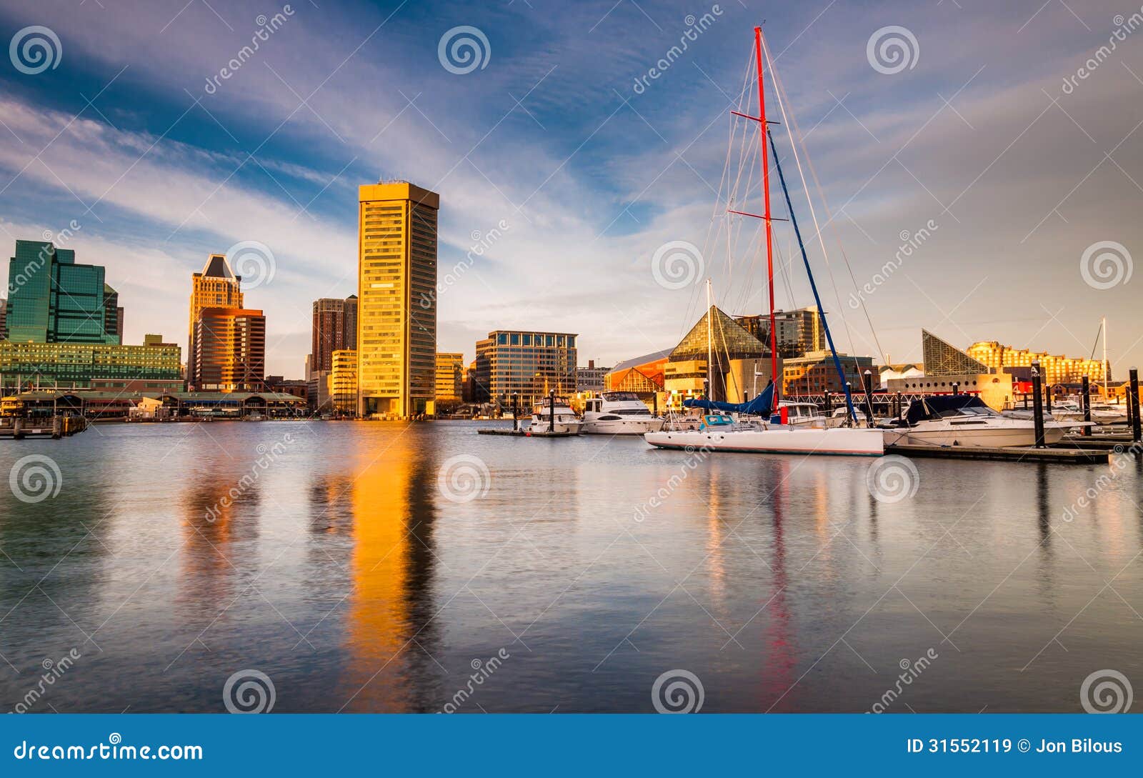 Evening Light on the Inner Harbor, Baltimore, Maryland. Editorial Stock ...