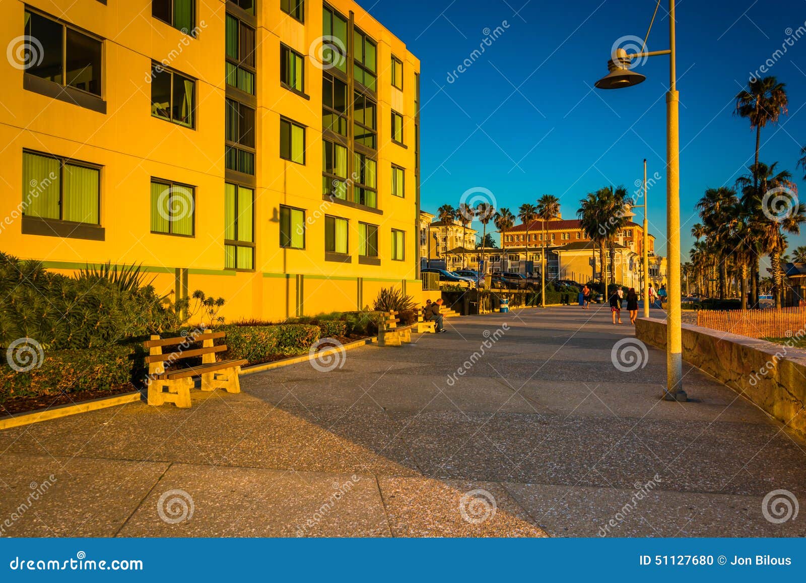 Evening Light on the Oceanfront Walk Stock Photo - Image of building ...