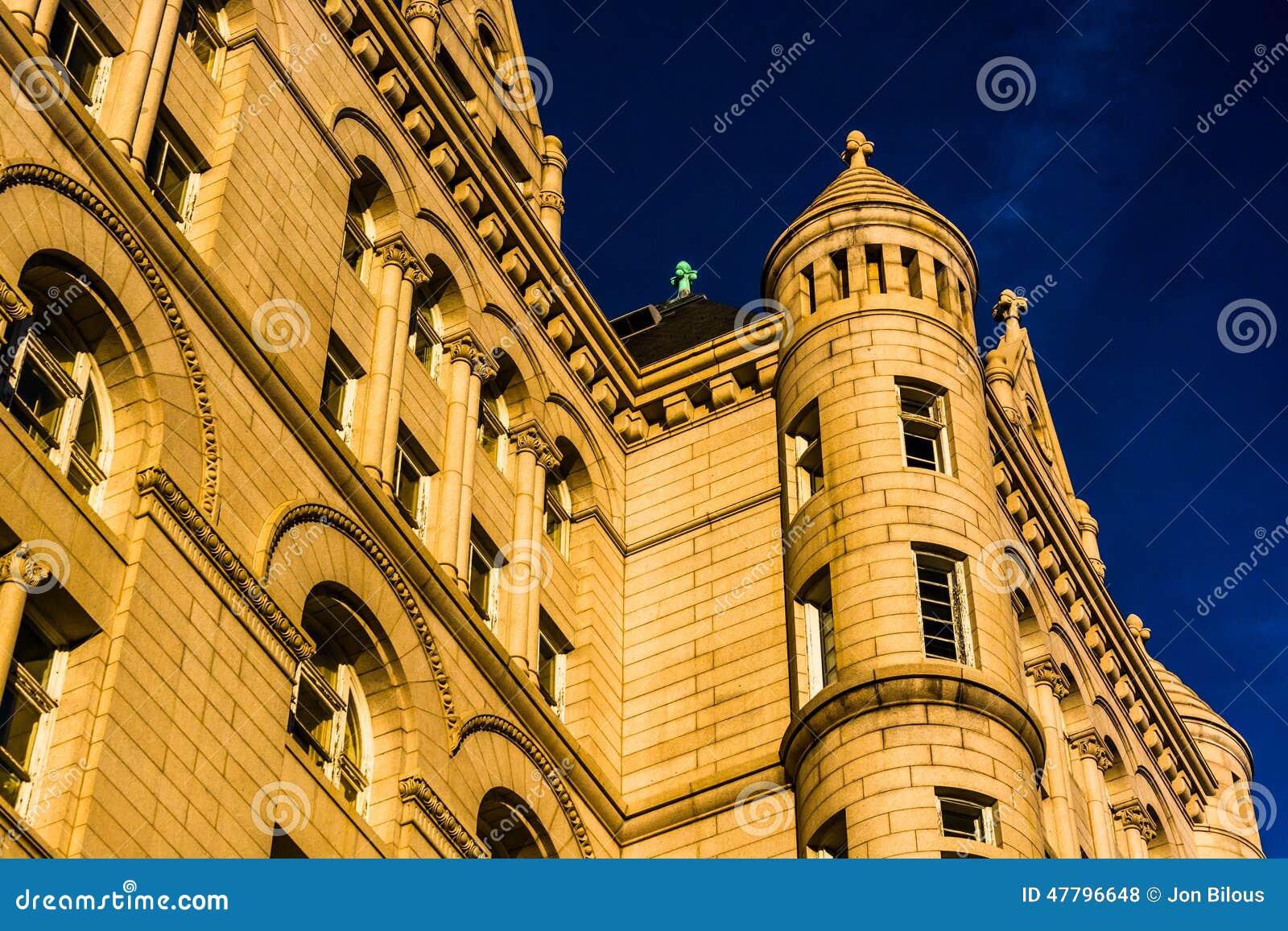 Evening Light on the Old Post Office, in Washington, DC. Stock Photo ...