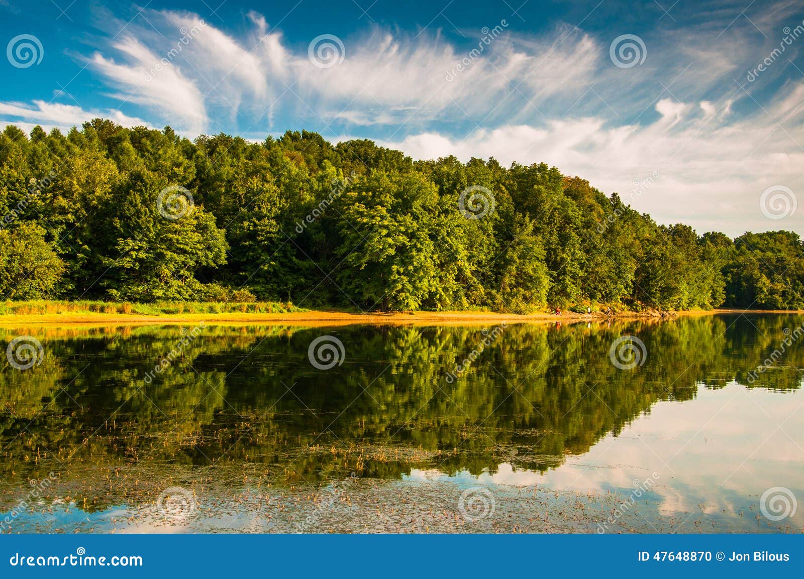 Evening Light on the Shore of Lake Marburg, in Codorus State Par Stock ...