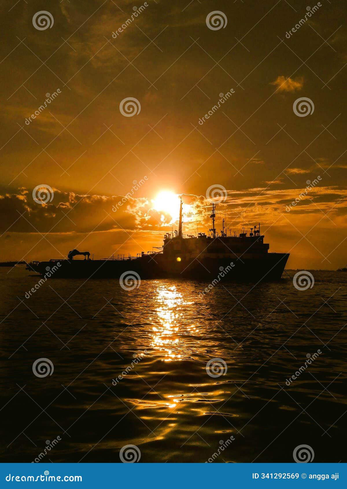 The Evening Light Splits the Sea and the Ships that are Sailing Stock ...