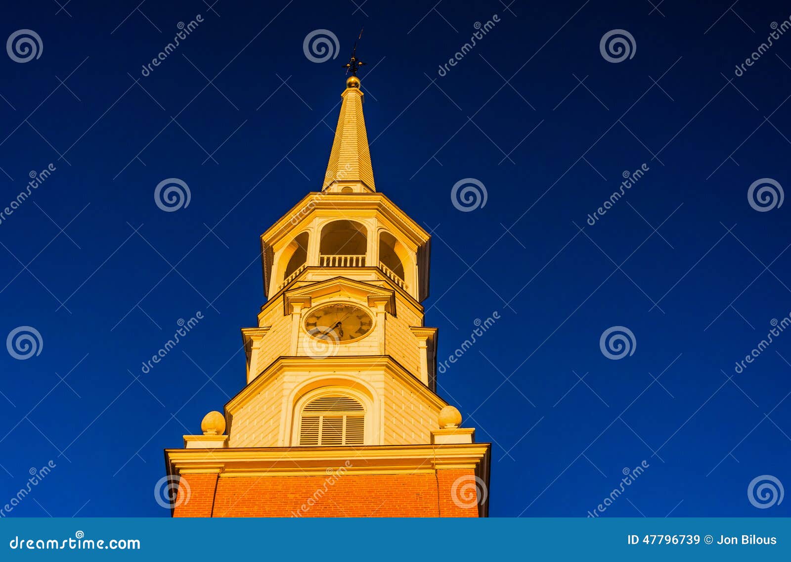 Evening Light on the Steeple of a Church in York, Pennsylvania. Stock ...