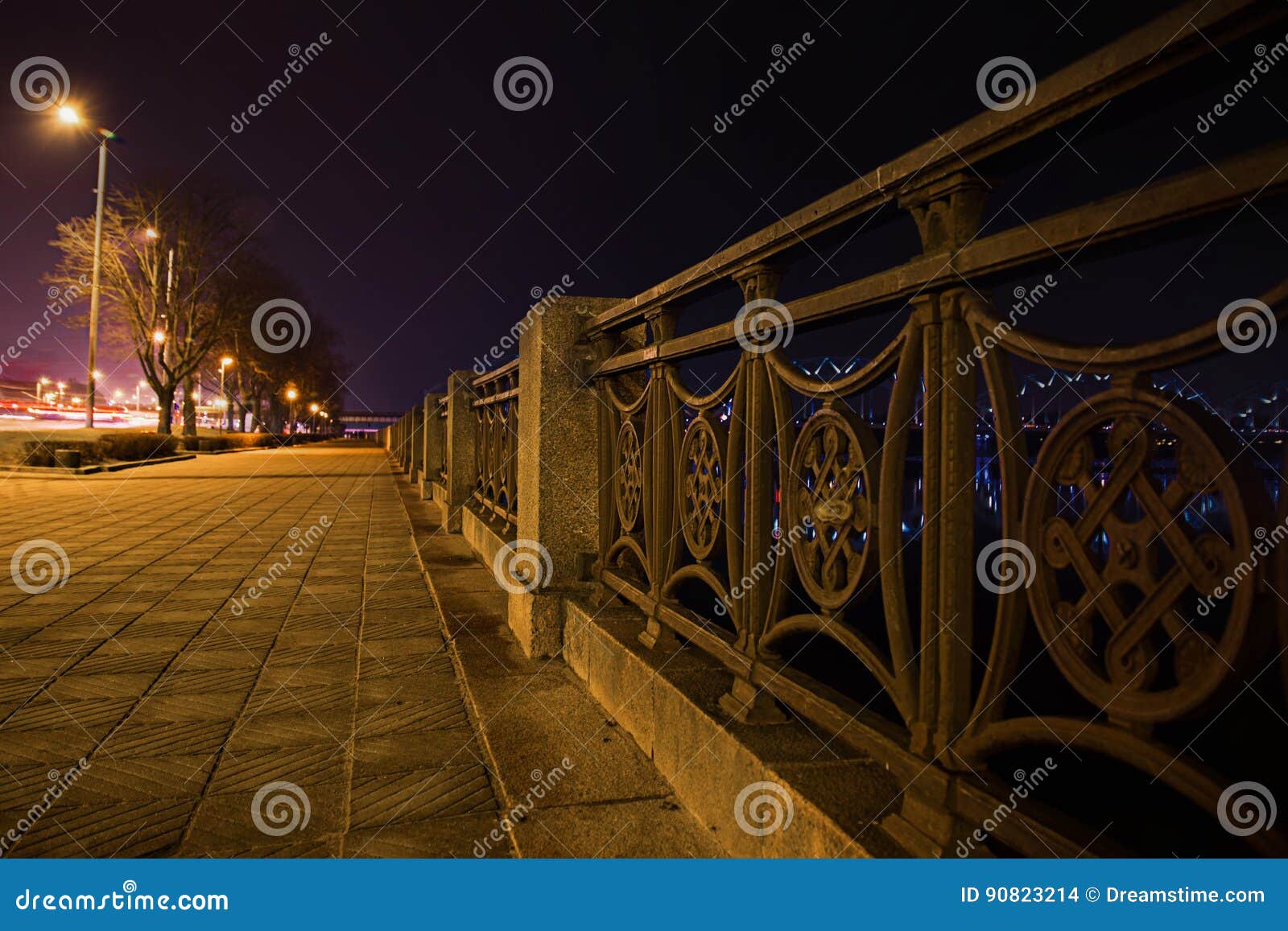 Evening lighted path stock photo. Image of river, light - 90823214
