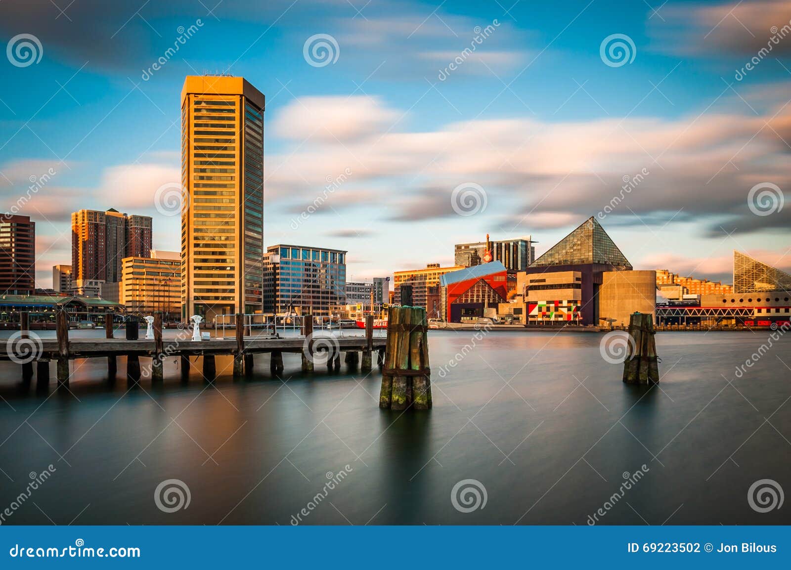 Evening Long Exposure of the Inner Harbor Skyline in Baltimore ...