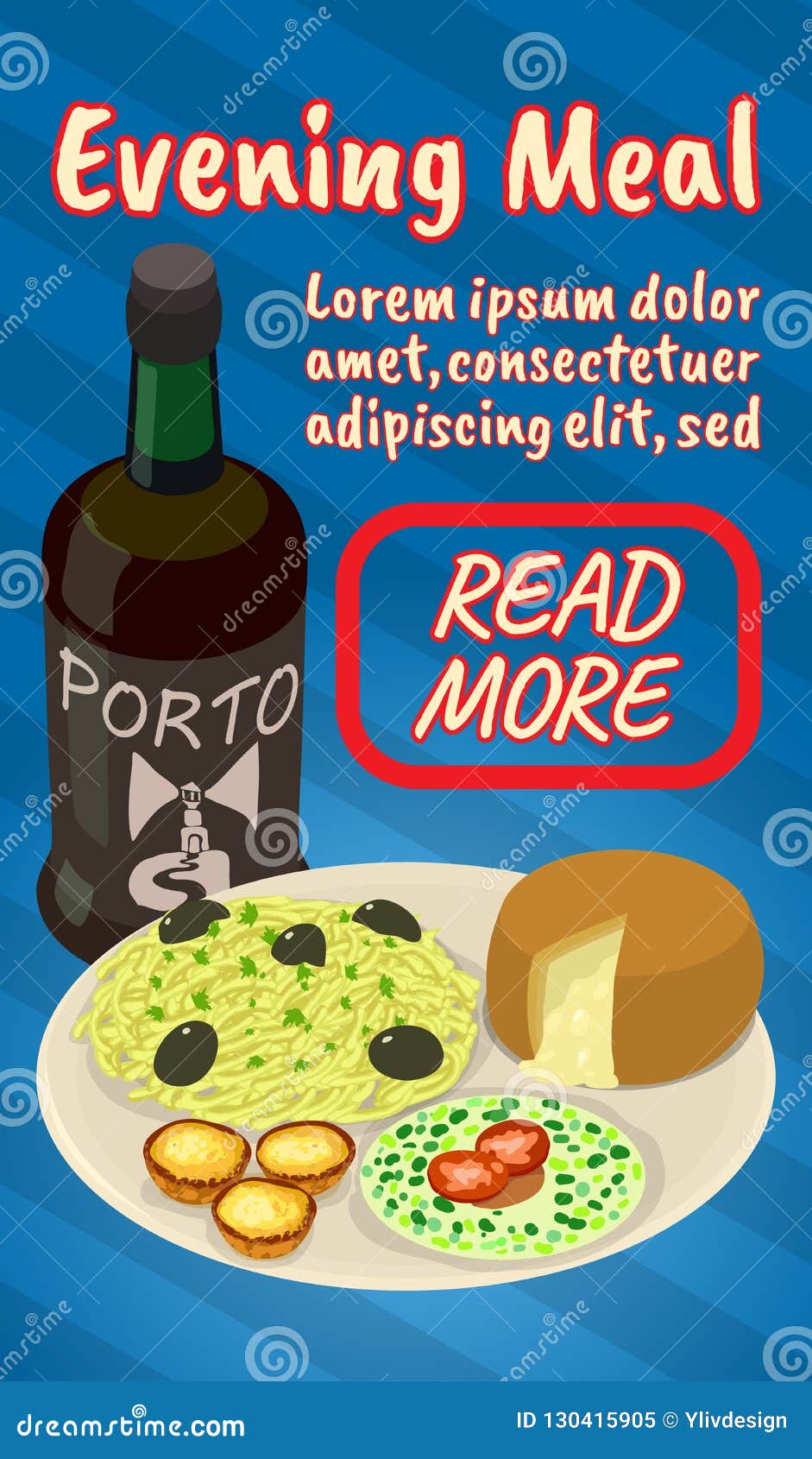 Evening Meal Concept Banner, Comics Isometric Style Stock Vector ...