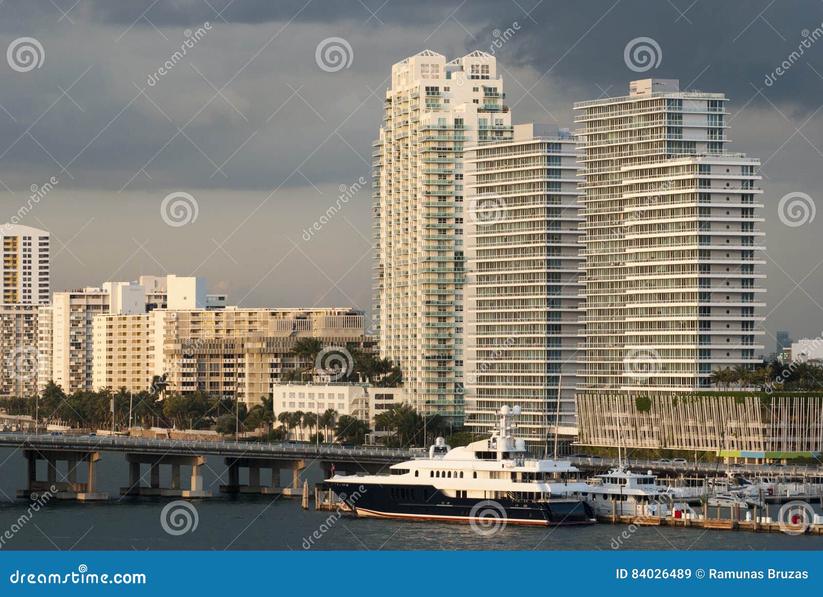 Evening in Miami stock image. Image of yacht, travel - 84026489