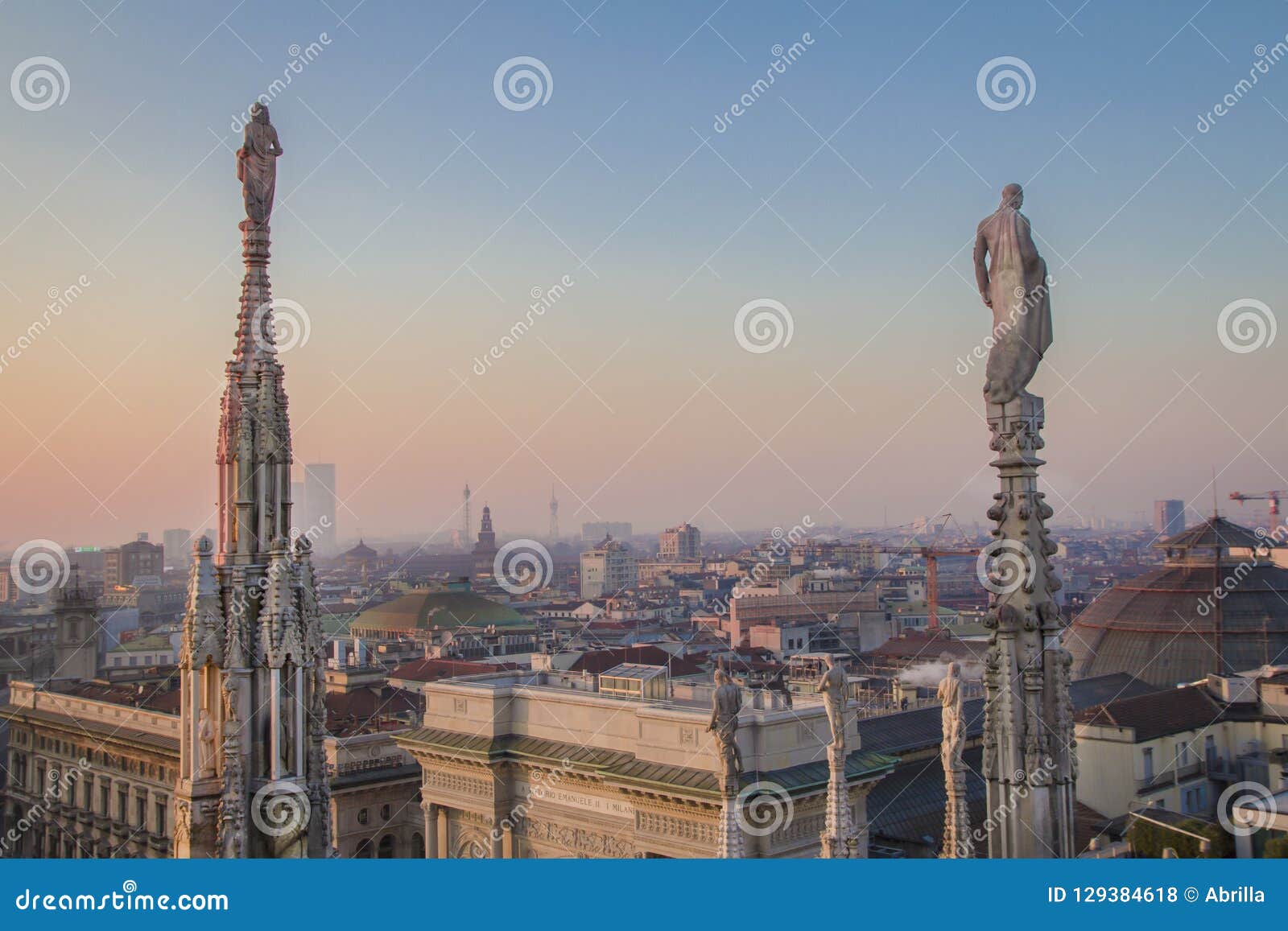 Evening Milan, View of the City from the Terrace of the Duomo Stock ...
