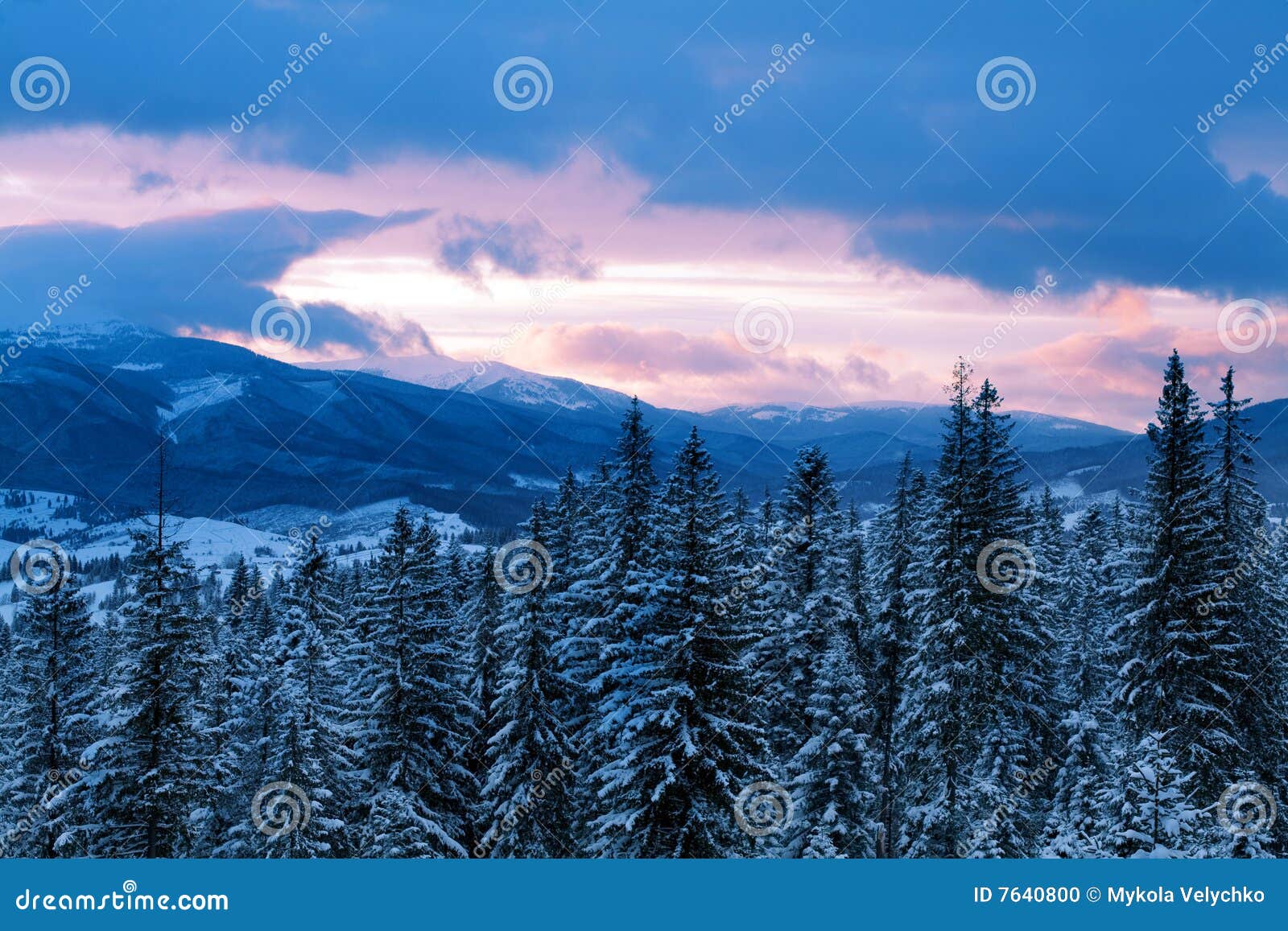 Evening in the mountains stock photo. Image of tree, blue - 7640800