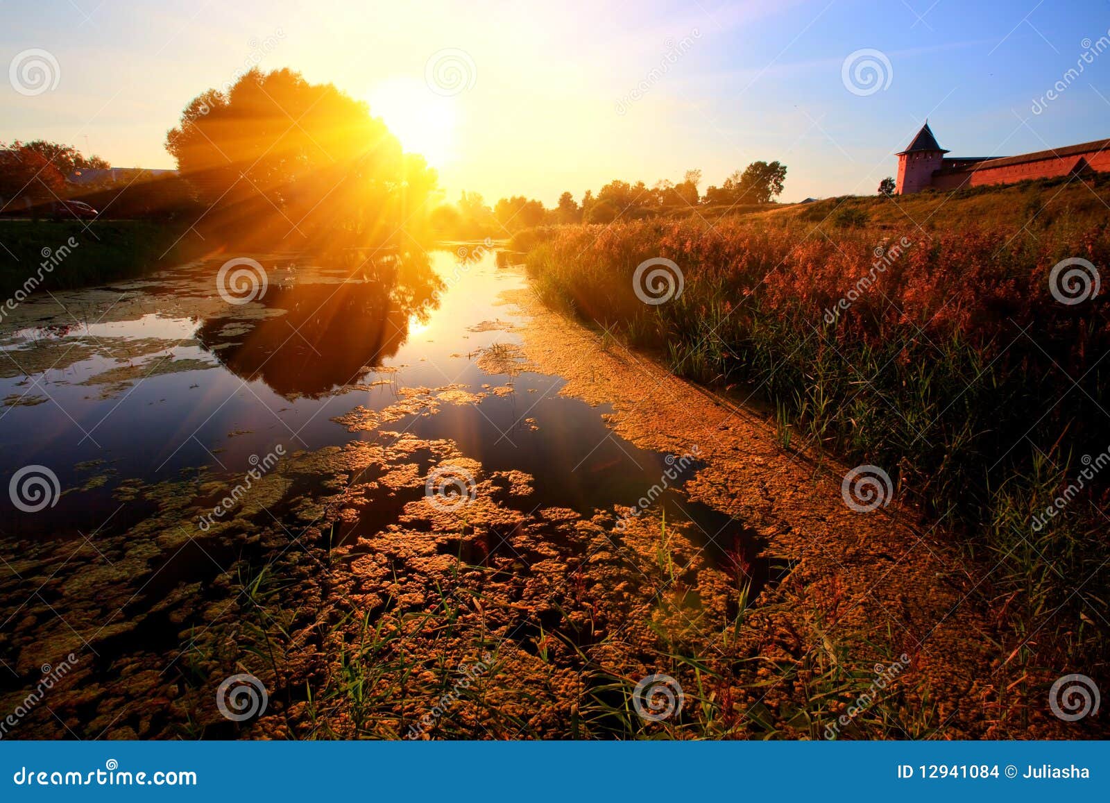 Evening over river stock photo. Image of river, golden - 12941084