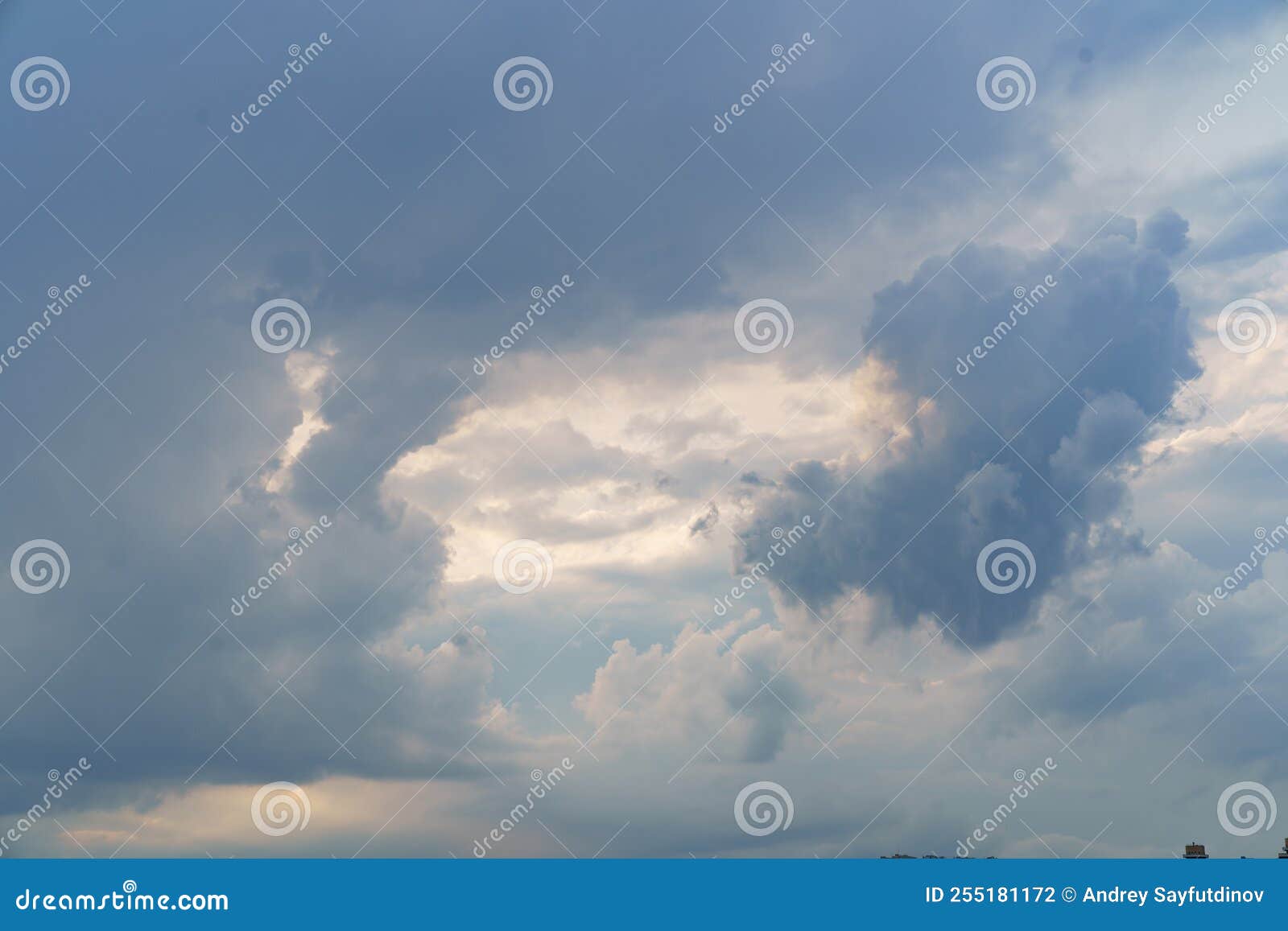 Evening Overcast Sky. the Rays of the Sun Make Their Way through the ...