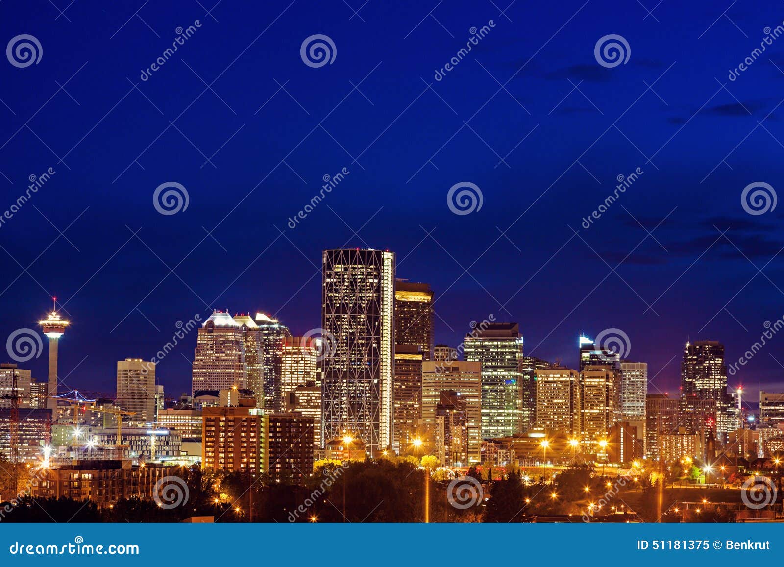 Evening Panorama of Calgary Stock Image - Image of evening, alberta ...