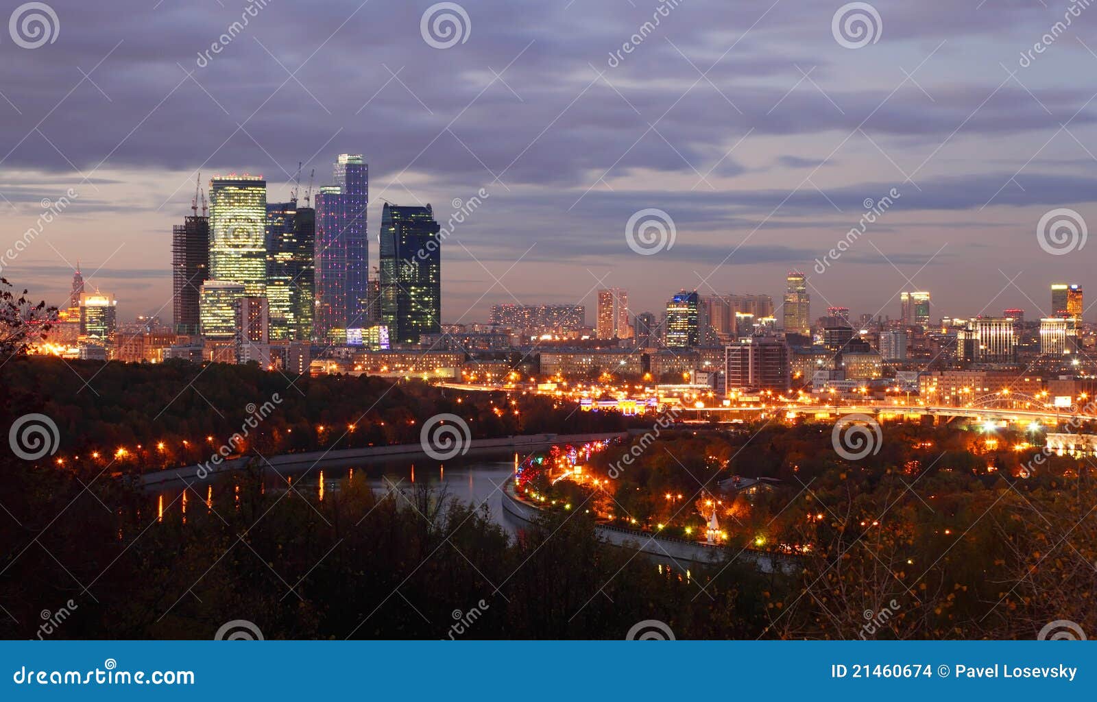 Evening Panorama of Moscow City Complex Stock Photo - Image of moscow ...