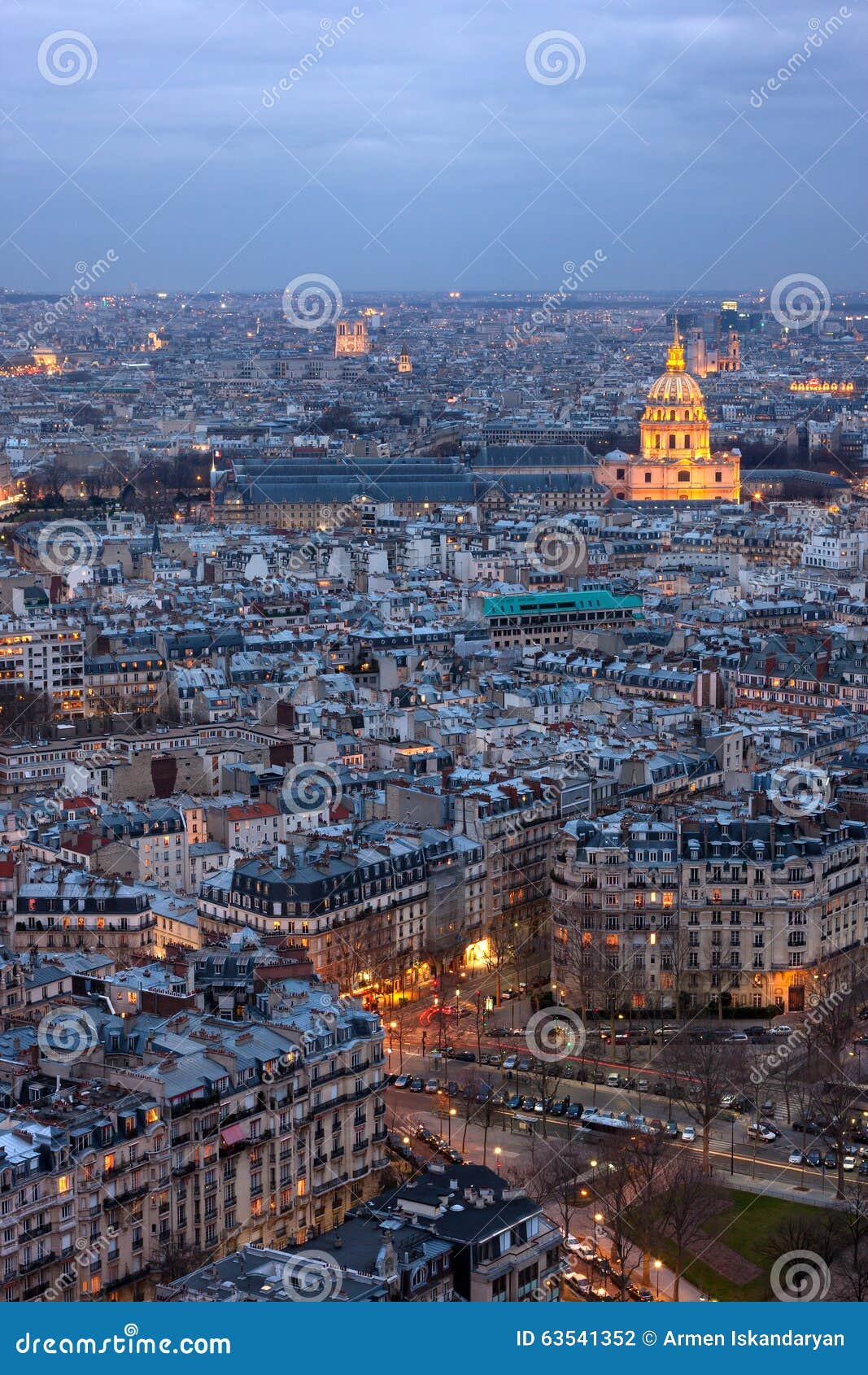Evening Paris from above stock photo. Image of grey, france - 63541352