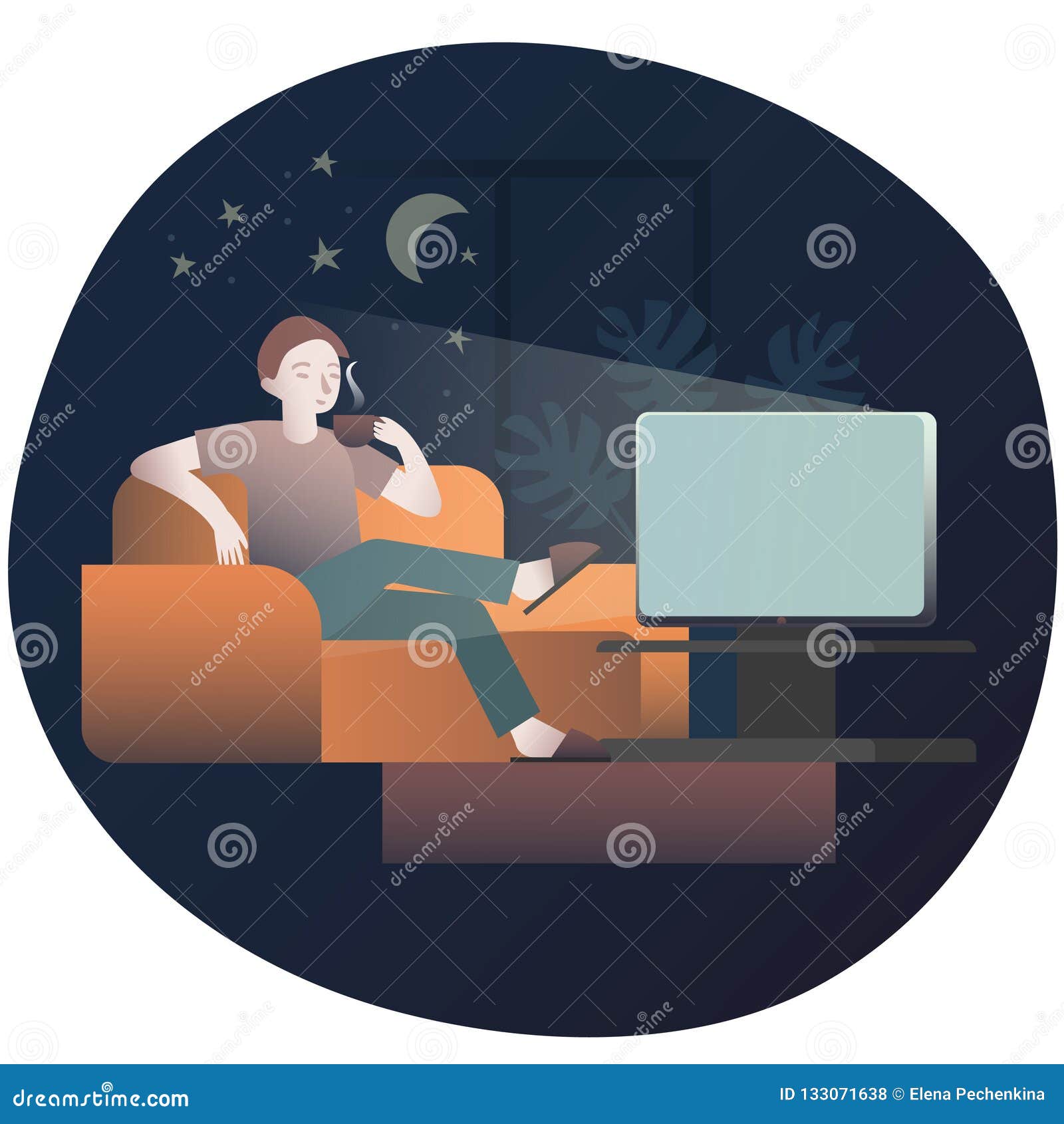 Daily Evening Program before Bed Stock Vector - Illustration of glow ...