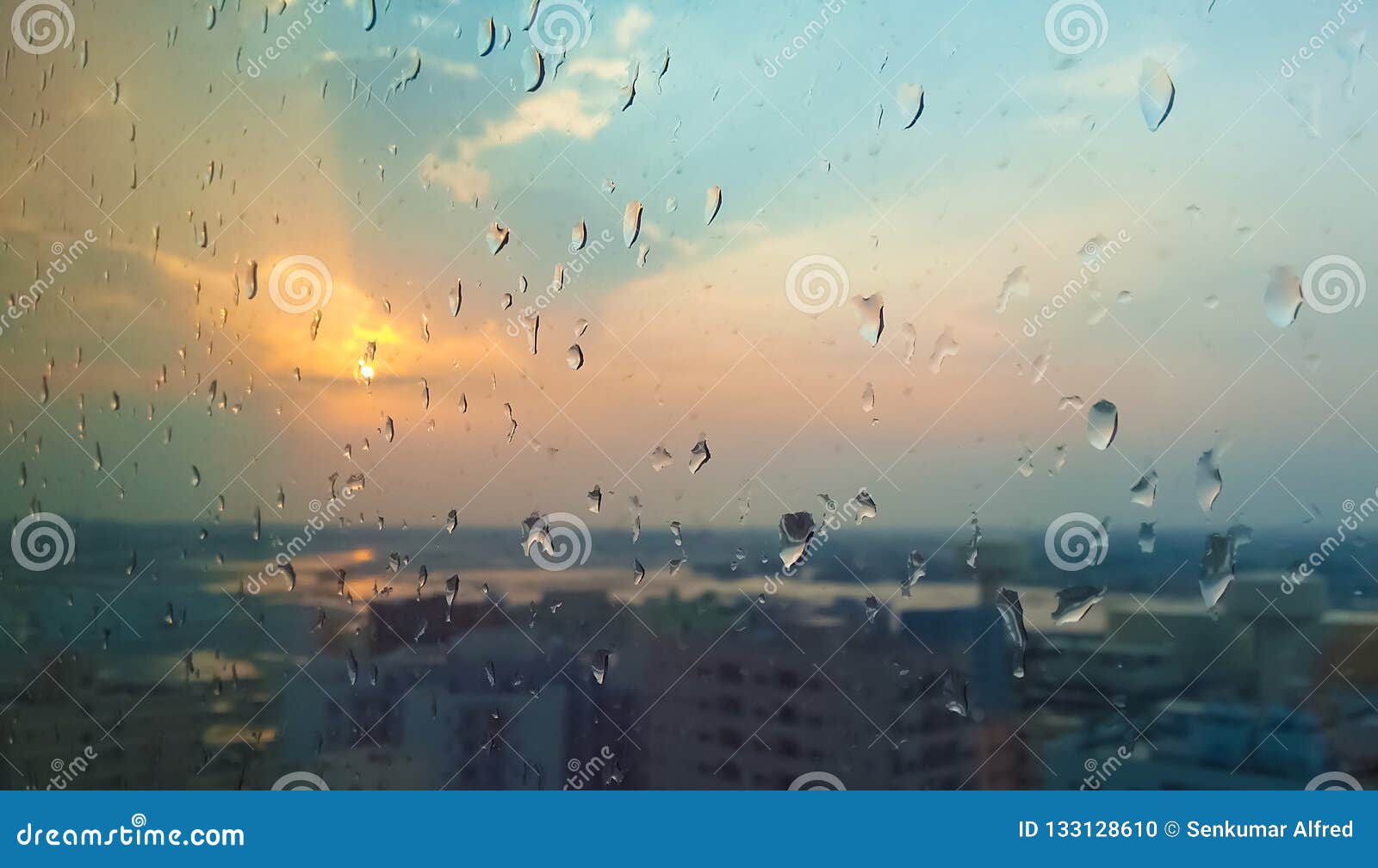 Evening Rain Drop in Glass stock photo. Image of rain - 133128610