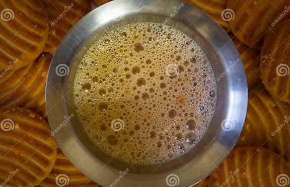 Evening Refreshment with Tea and Biscuits. Tea Time with Crackers Stock ...