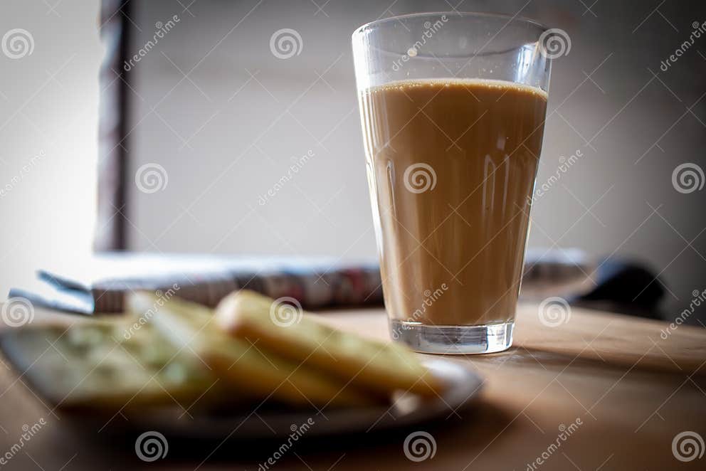 Evening Refreshment with Tea and Biscuits. Tea Time with Crackers Stock ...