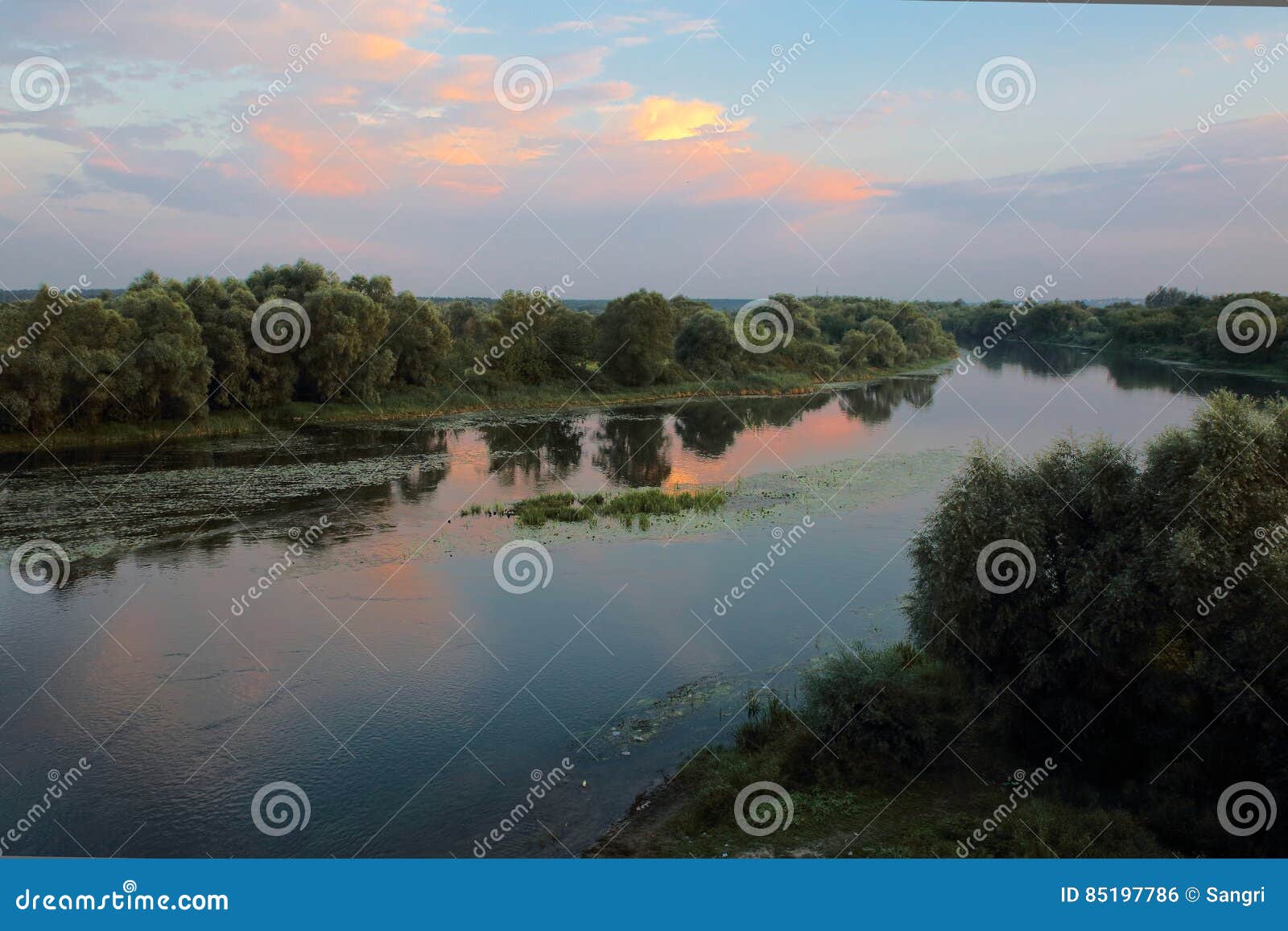 In the Evening by the River. Stock Photo - Image of panorama, natural ...