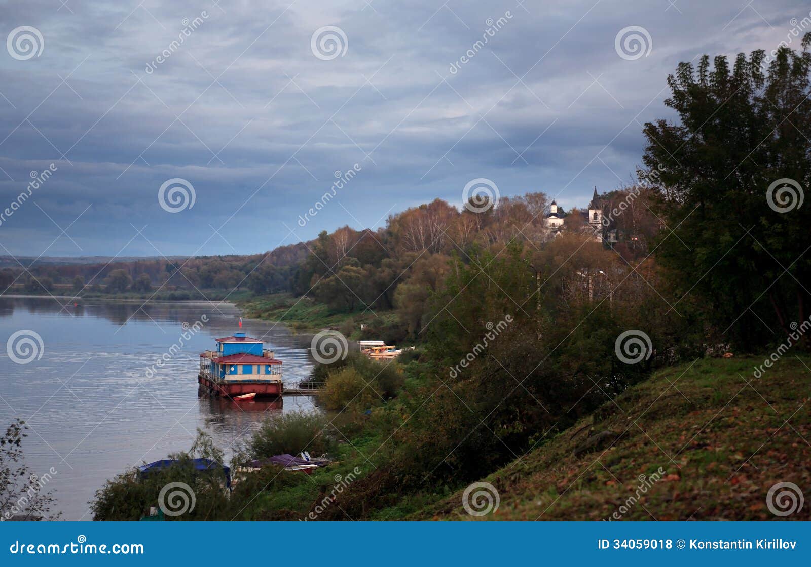 Evening River stock photo. Image of rural, navigation - 34059018