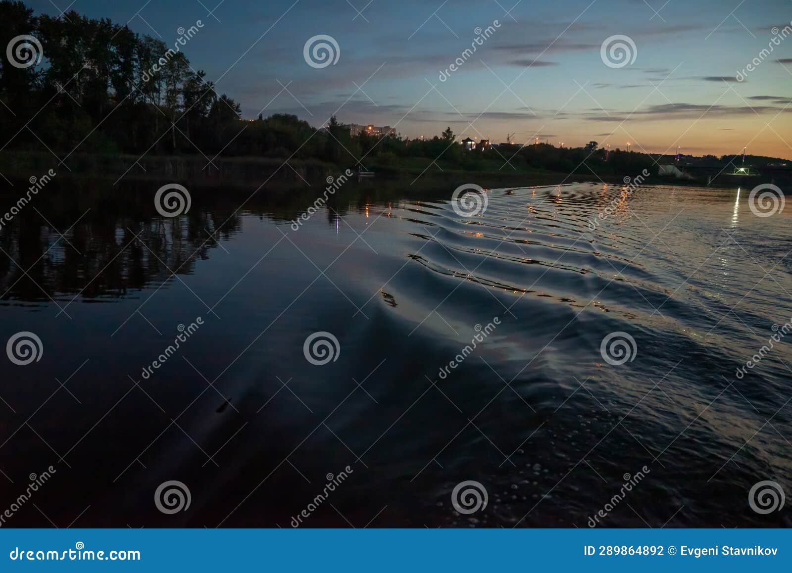Evening River at Sunset.view from the Boat. Stock Photo - Image of ...