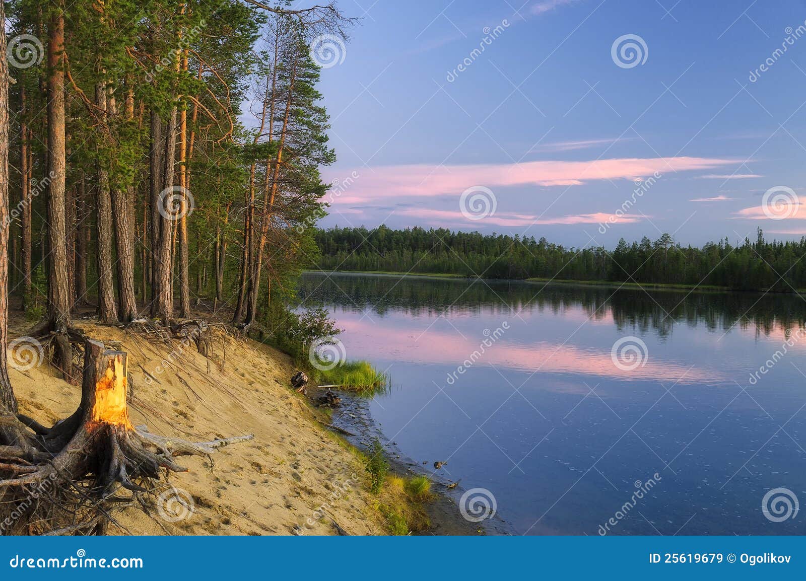 Evening on the River Umba. stock image. Image of river - 25619679