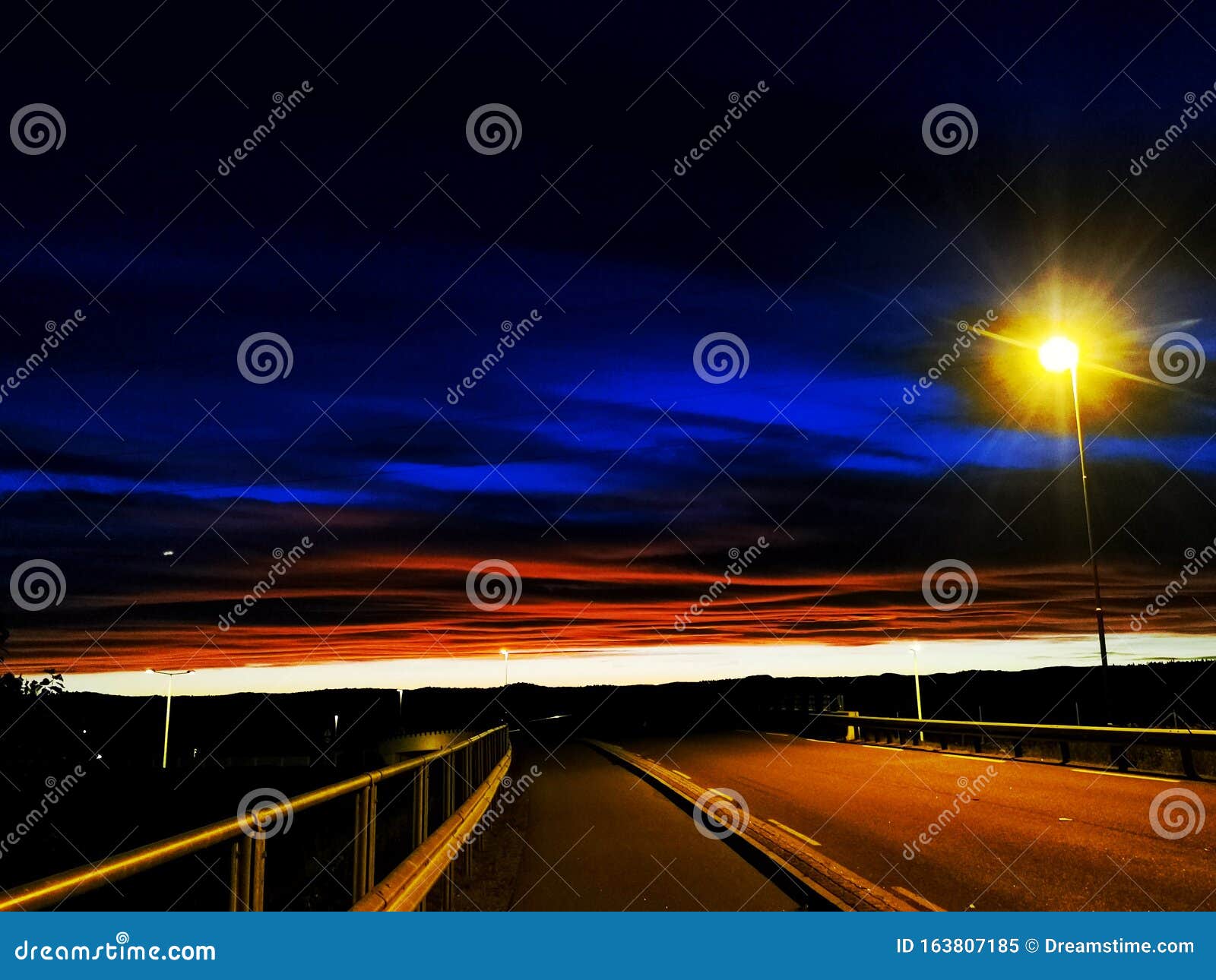 Evening Road Red Sky Amazing Stock Image - Image of road, evening ...