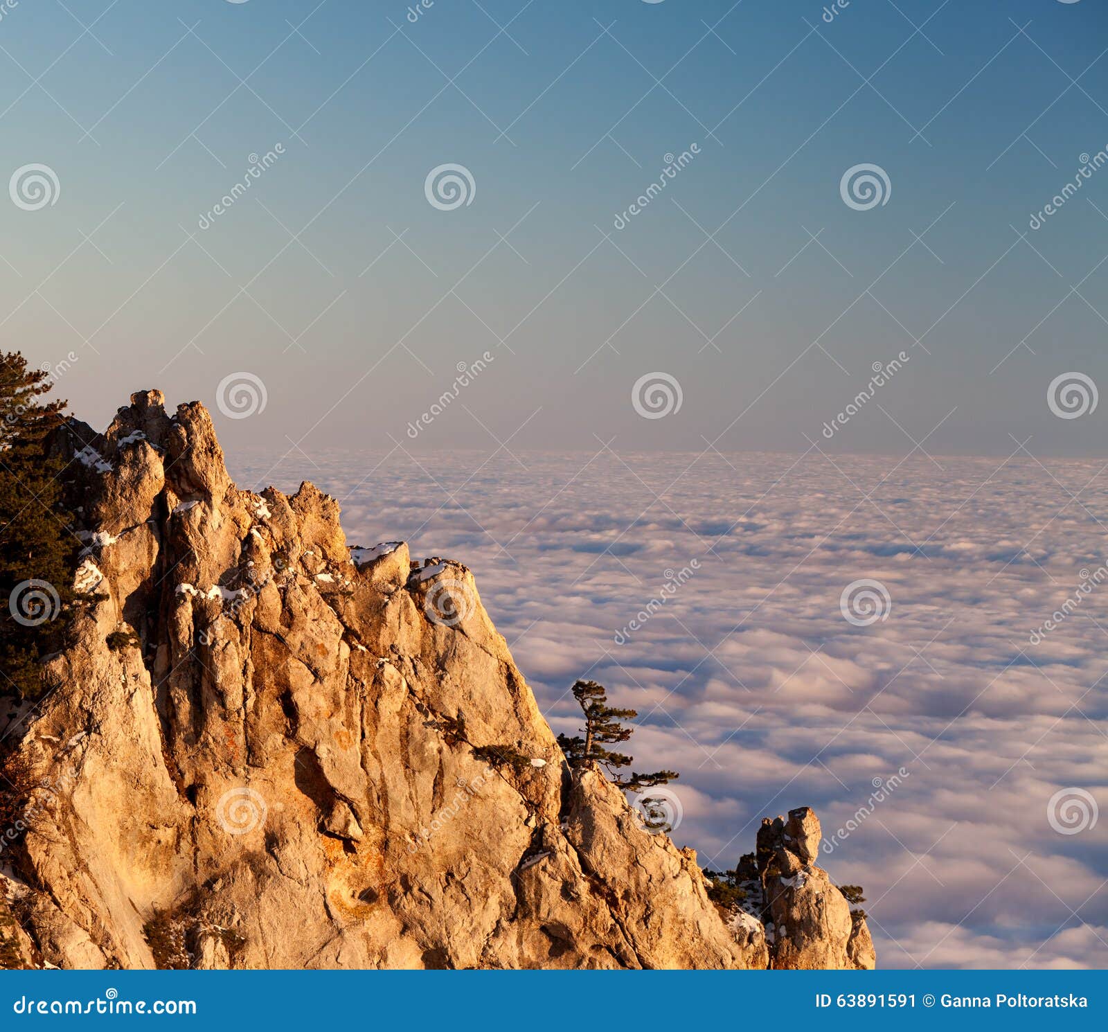 Evening Rocks and Sea in Clouds Stock Image - Image of landscape ...