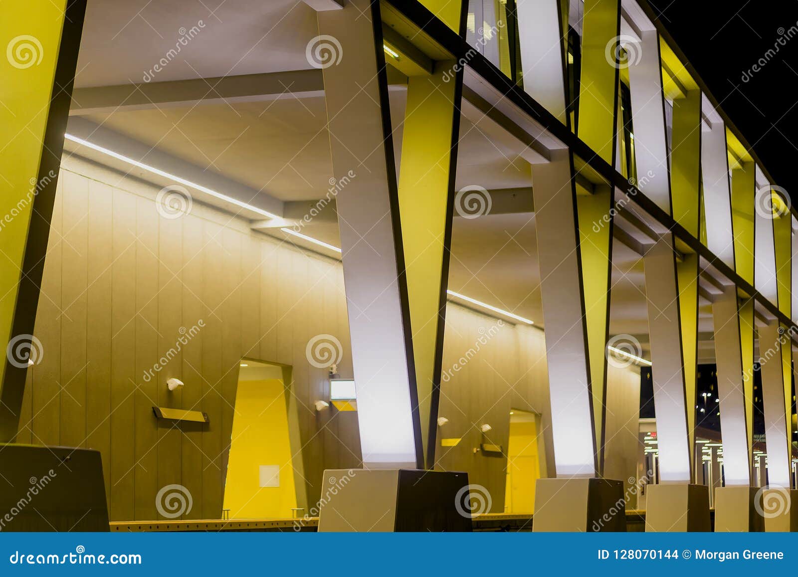 Evening Scene of Modern Bottom Lit Building Stock Photo - Image of ...