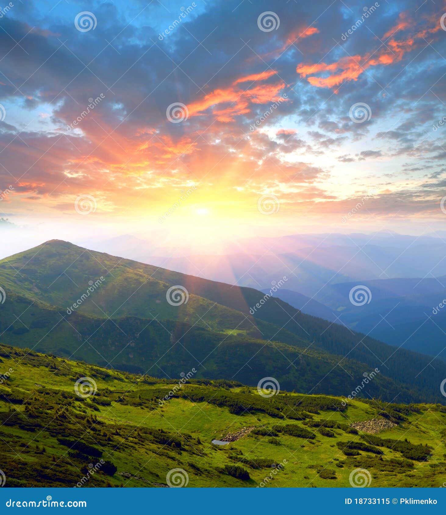 Evening scene in mountains stock image. Image of flora - 18733115