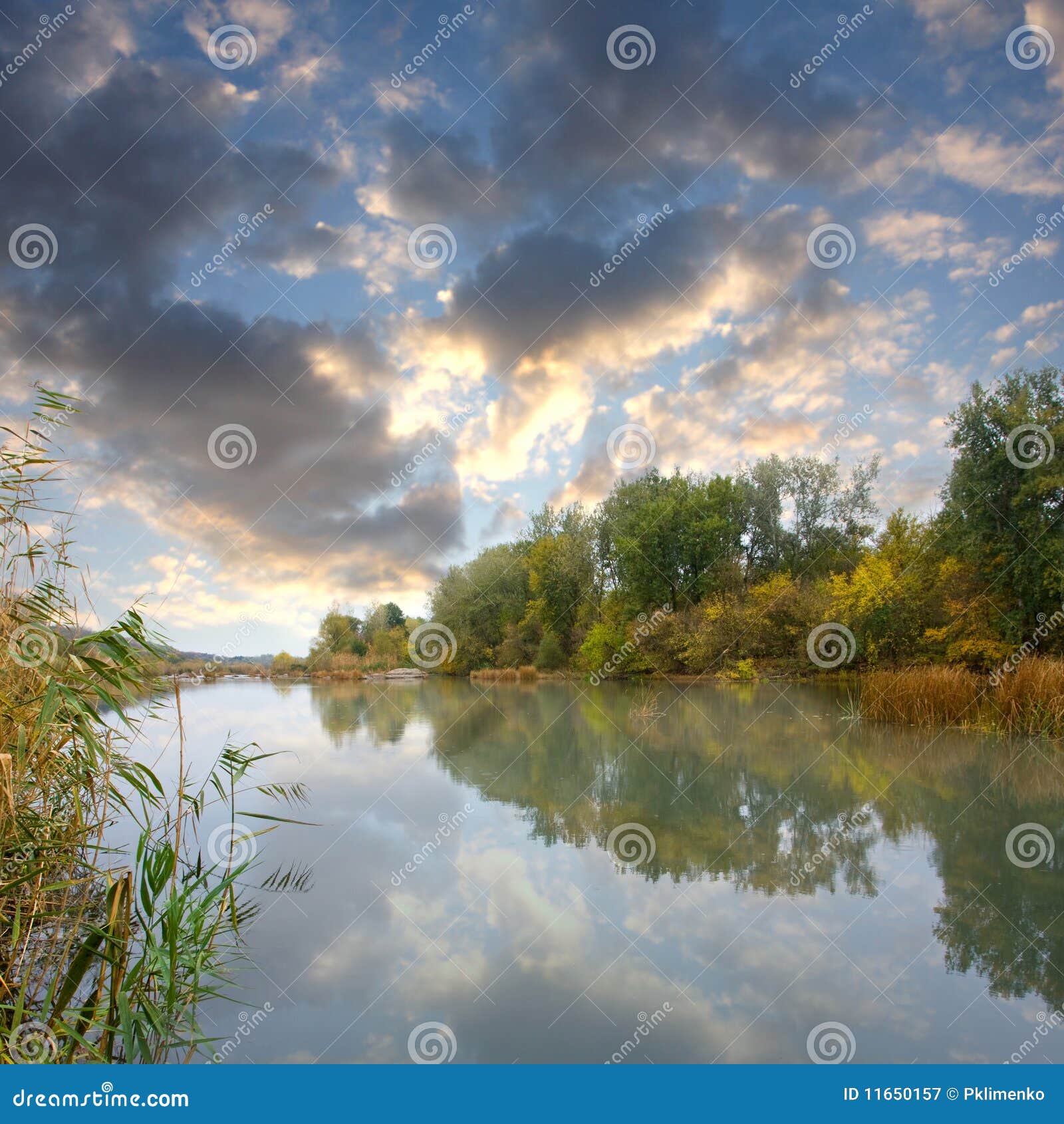 Evening scene on river stock image. Image of reflected - 11650157