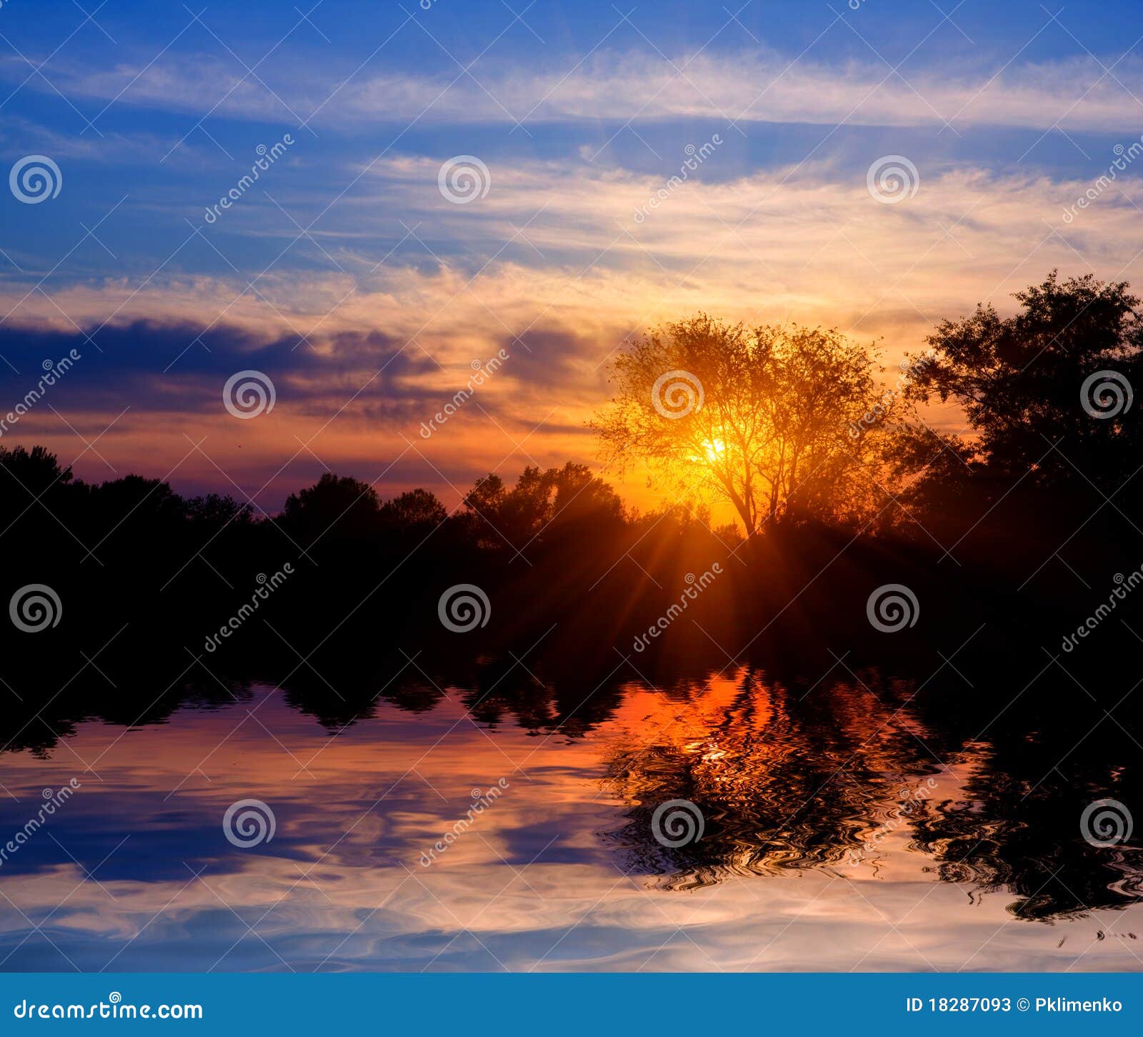Evening scene on river stock image. Image of golden, lake - 18287093