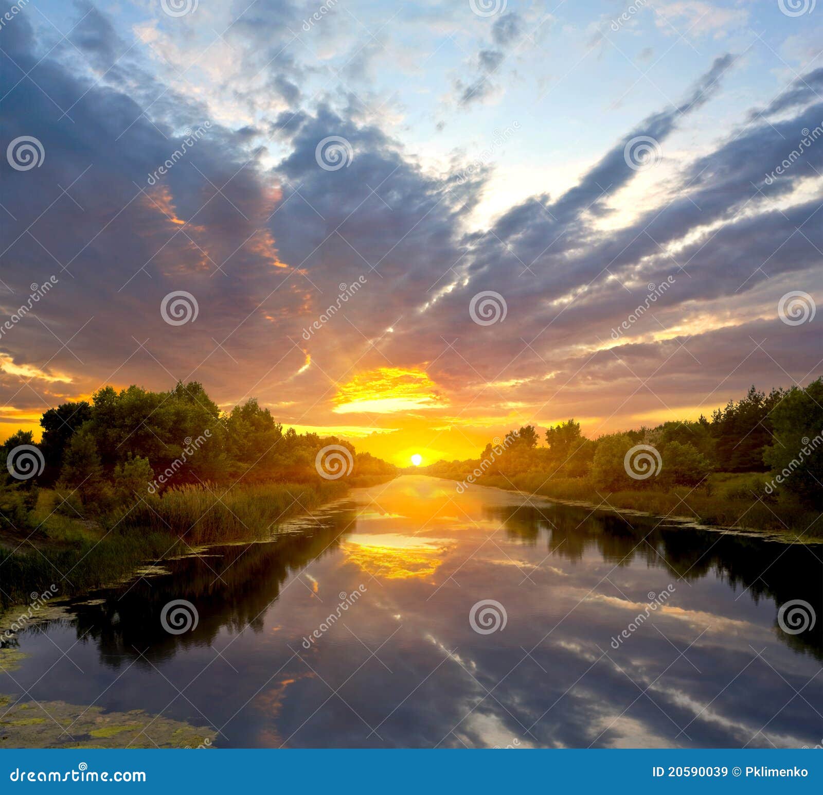 Evening scene on river stock image. Image of blue, lake - 20590039
