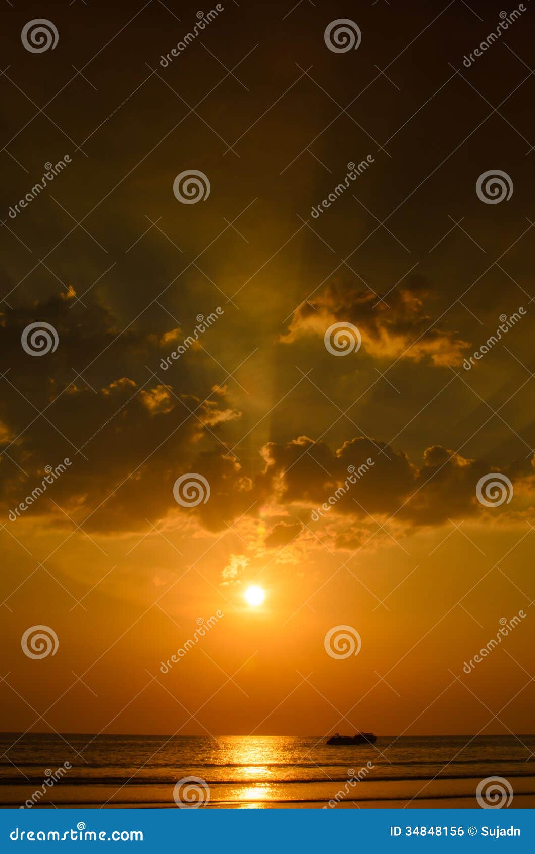 Evening Scene with Sunset on Sea Stock Photo - Image of beach, reef ...