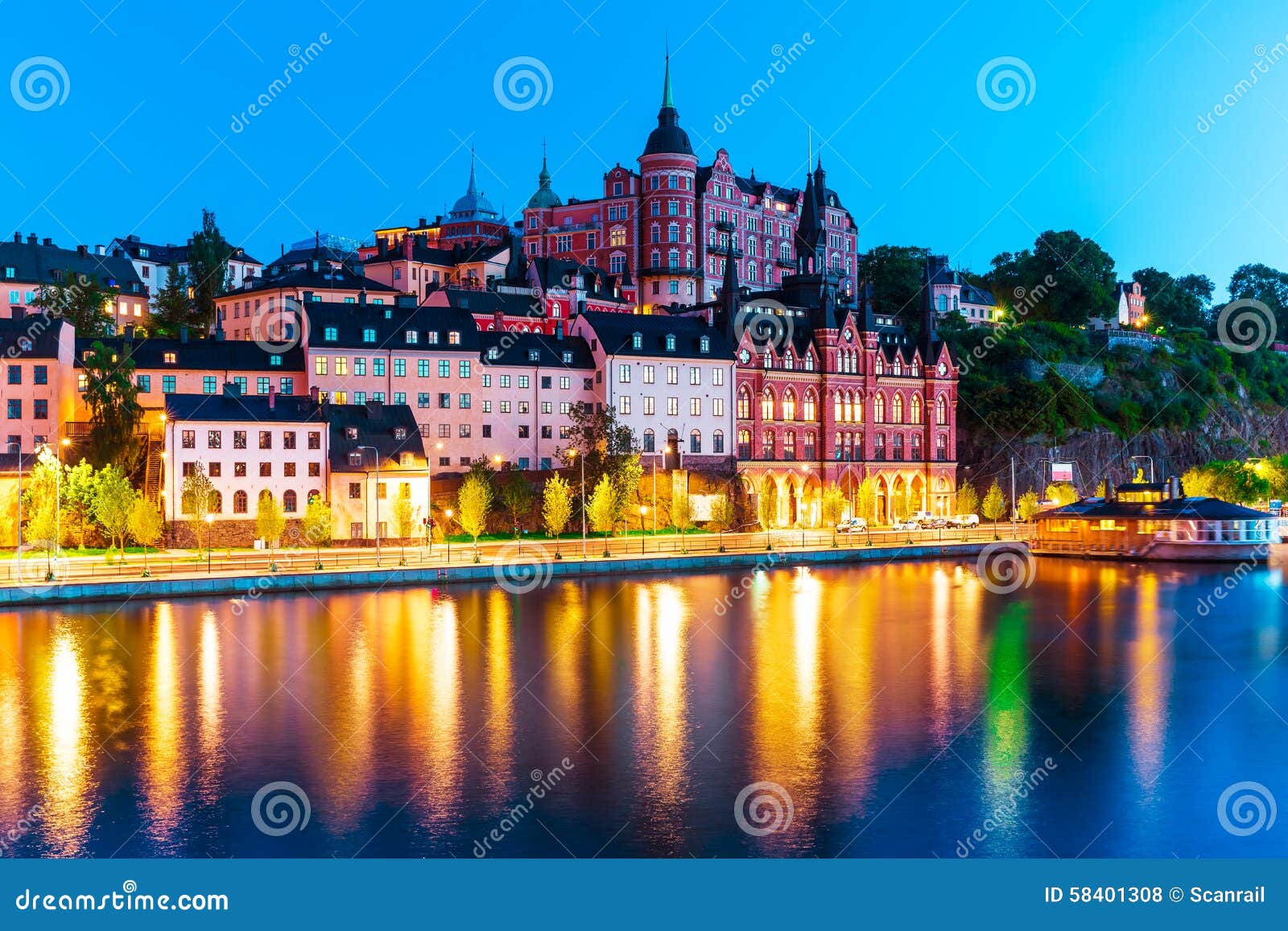 Evening Scenery of the Old Town in Stockholm, Sweden Stock Photo ...