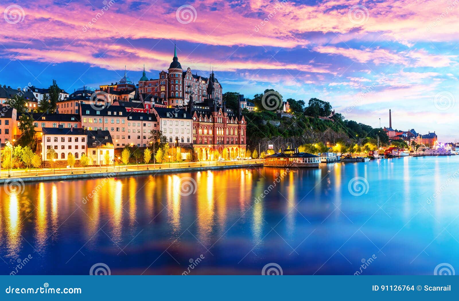 Evening Scenery of the Old Town in Stockholm, Sweden Stock Photo ...