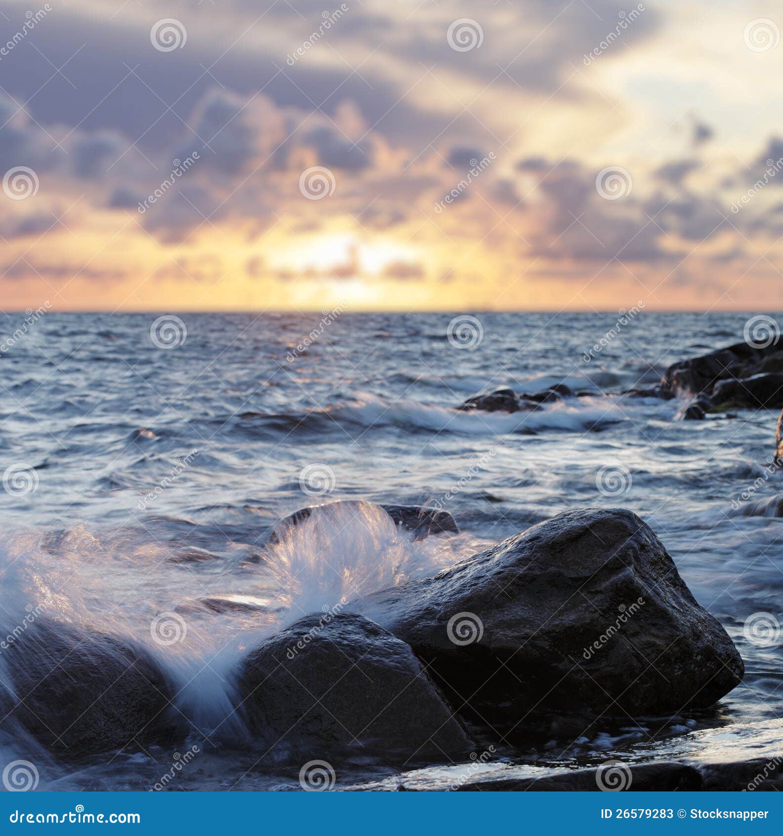 Evening sea stock image. Image of waves, nordic, blur - 26579283